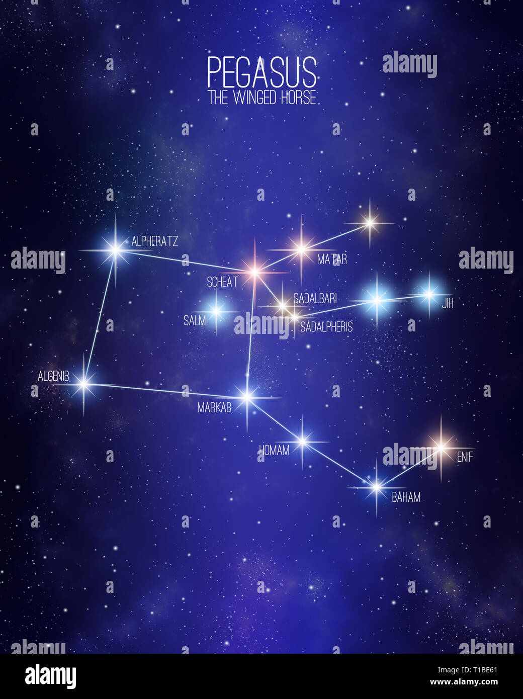 La constellation de Pégase cheval ailé sur un arrière-plan de l'espace ...