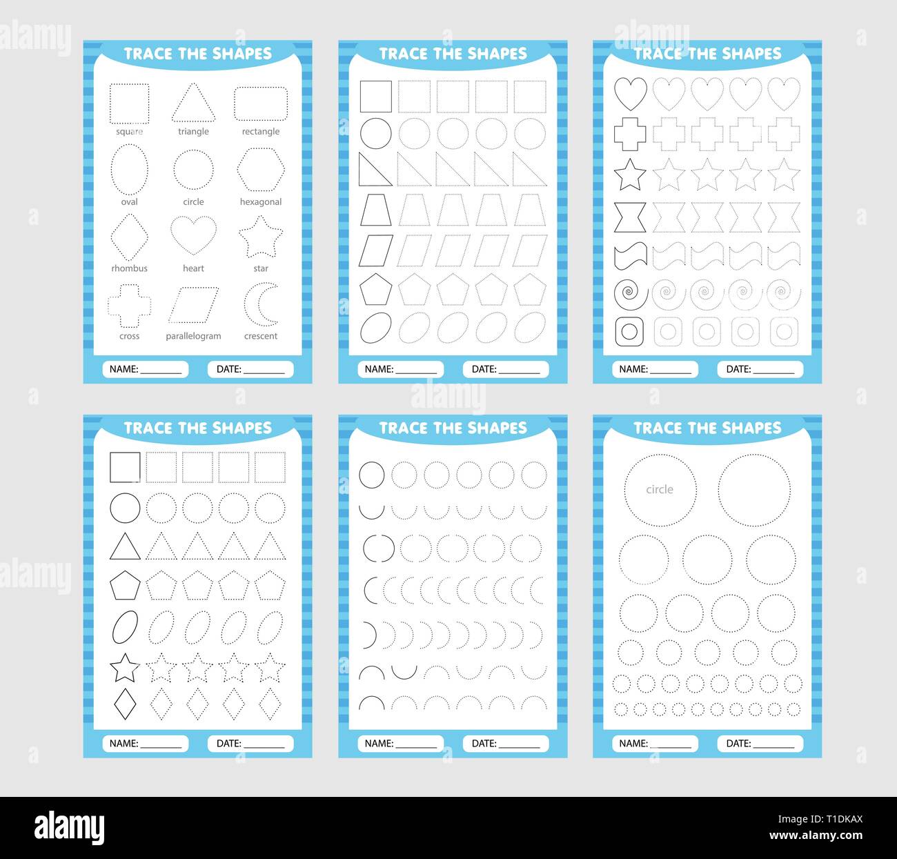 L'apprentissage pour les enfants, les tâches de dessin. bleu ensemble ...