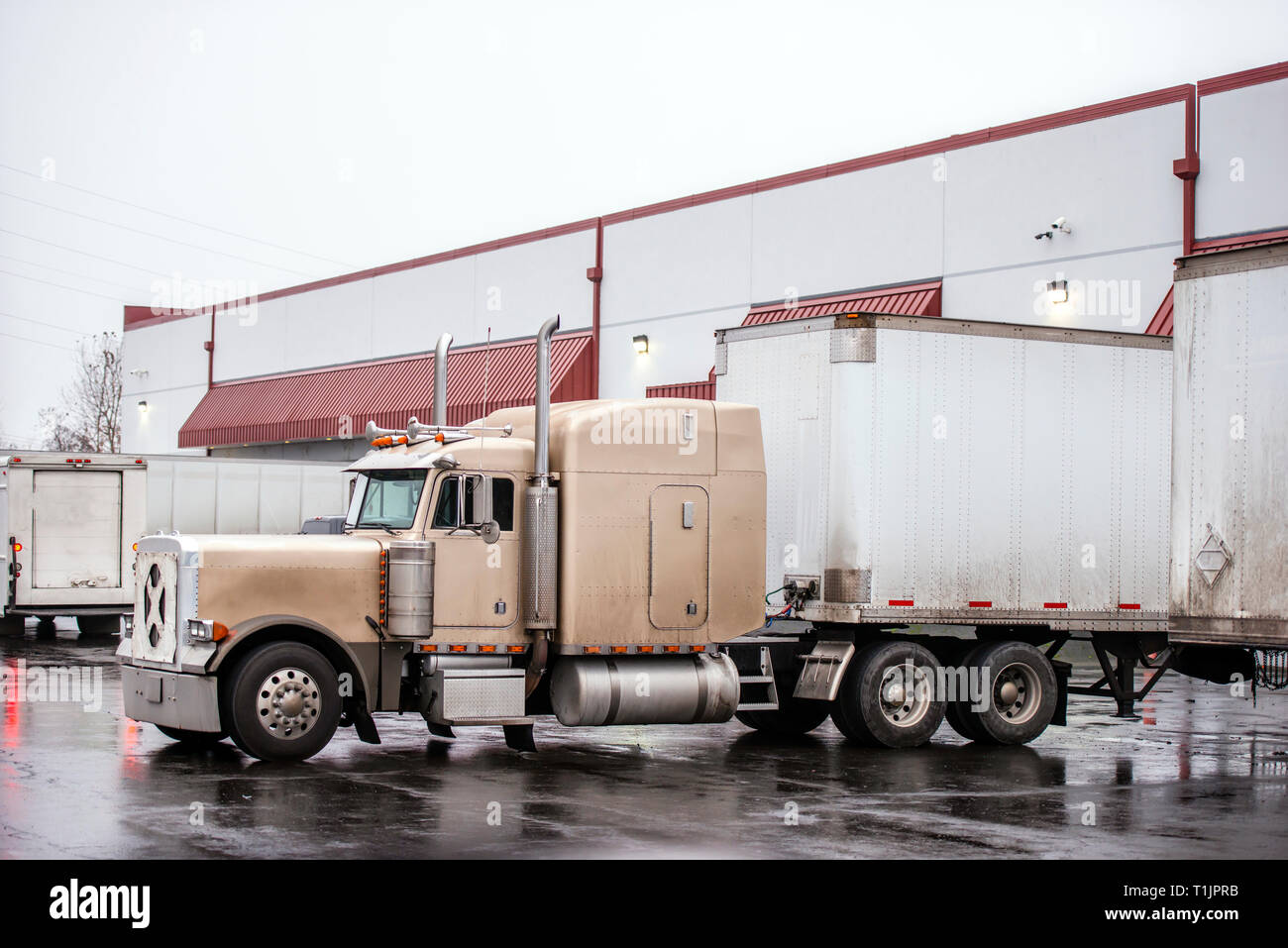 American Classic beige gros camion camion semi Capot avec grille de ...