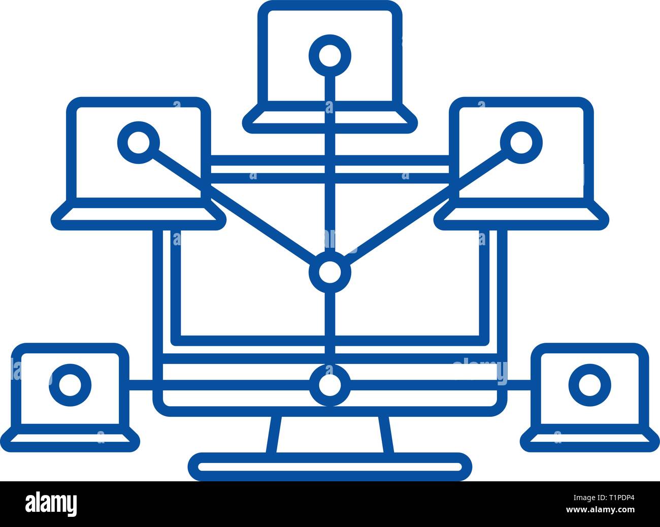 L'icône de la ligne du réseau informatique concept. Télévision réseau ...