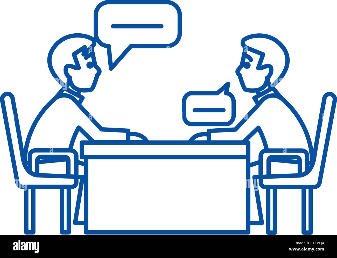 L'icône de la ligne de discussion de deux concept. La discussion de ...