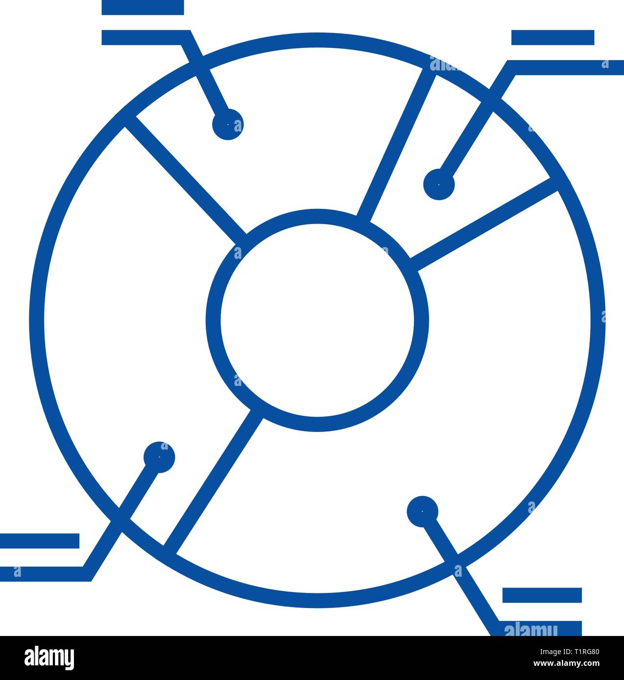 Diagramme à secteurs illustration icône ligne concept. Illustration ...