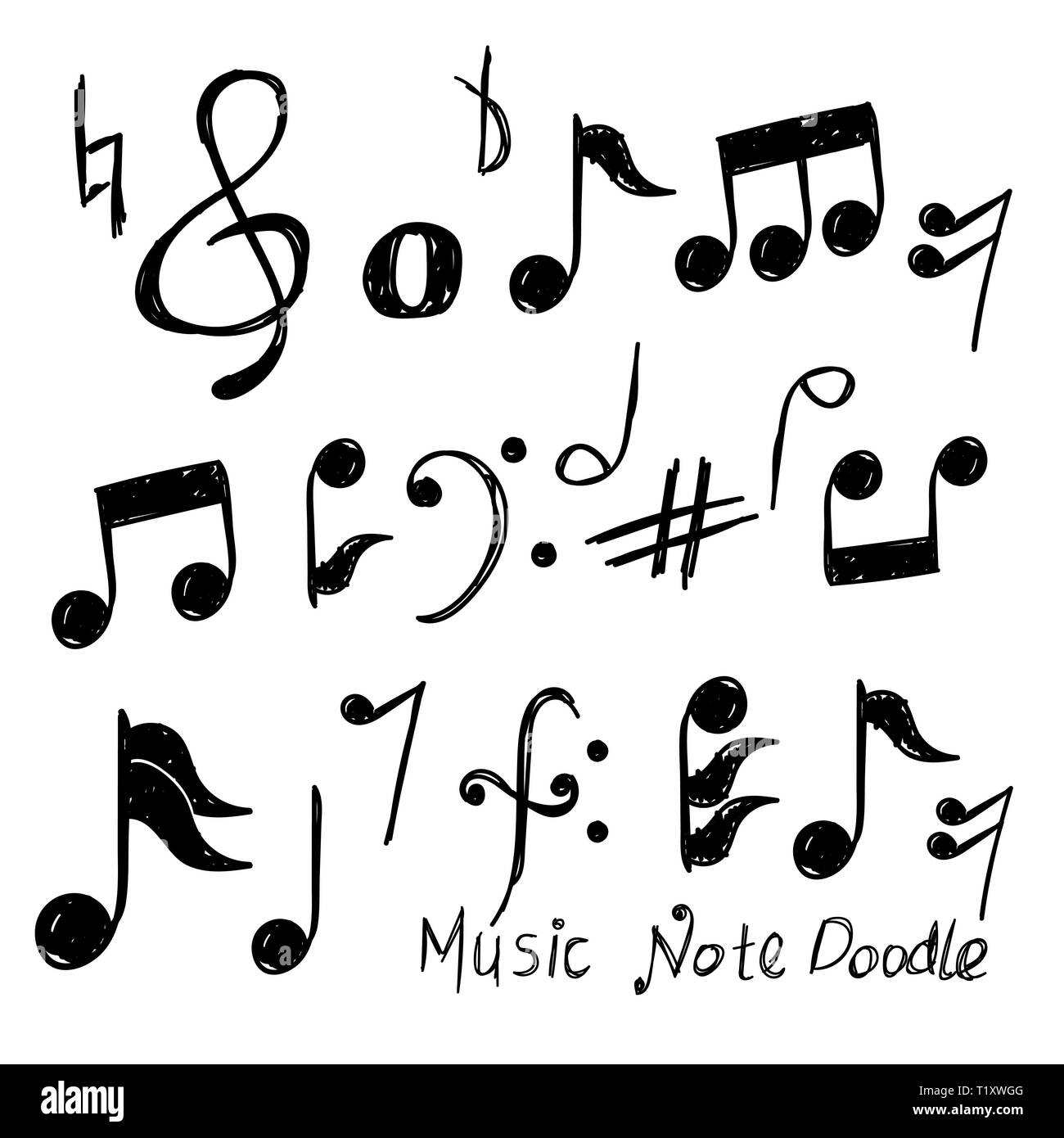 Jeu de modèle de vecteur doodle note de musique Photo Stock - Alamy