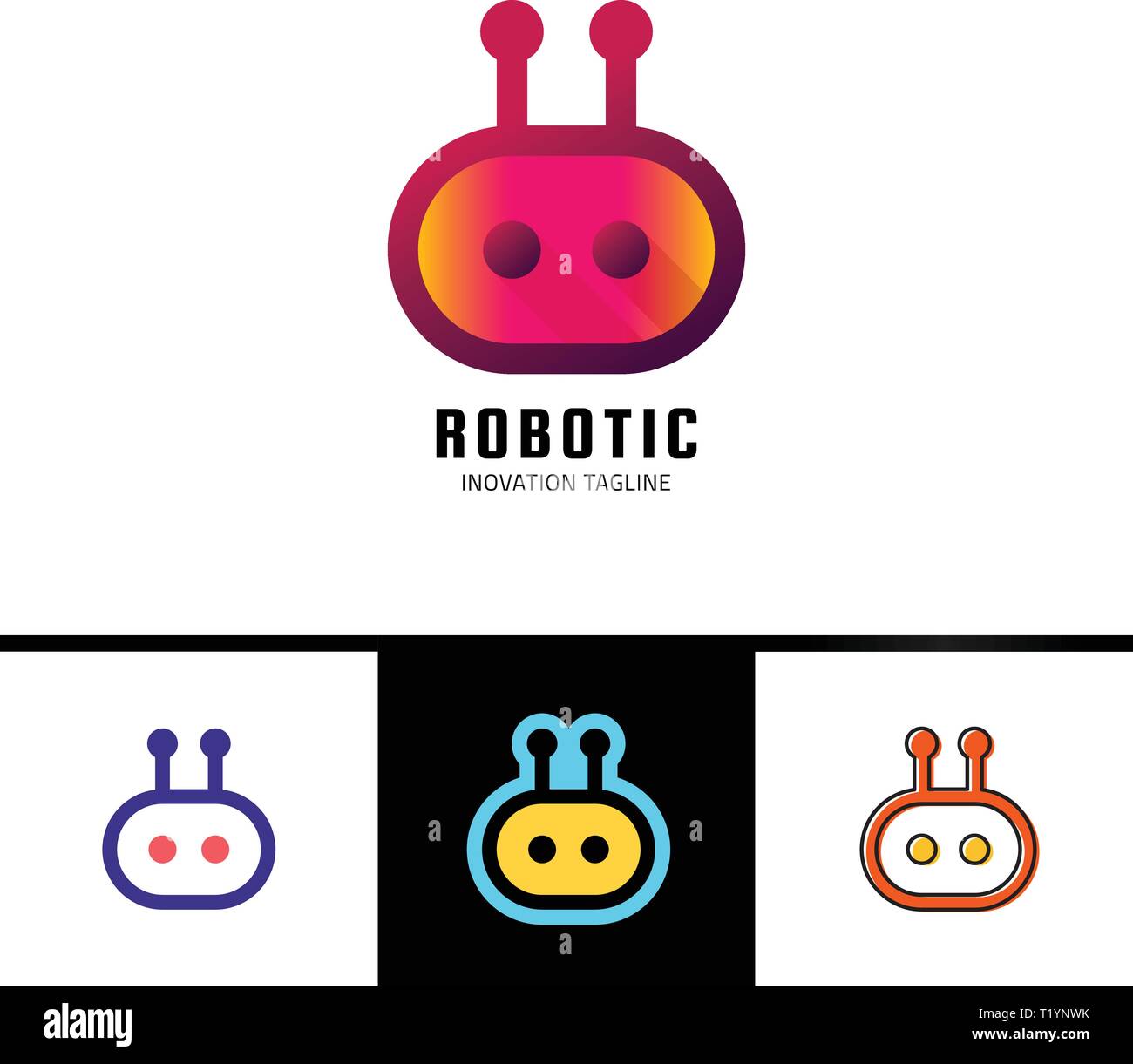 Logo robot intelligent modèle. Logo Cute isolé sur fond blanc. Les technologies du futur thème ...