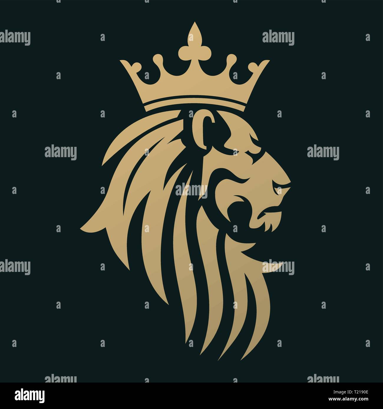 Un lion d'or avec une couronne. Emblème pour une marque de luxe ou d ...