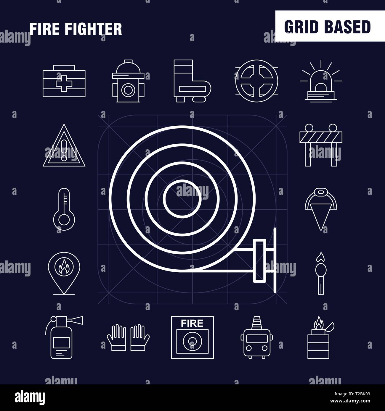 L'icône de la ligne des pompiers pour le Web, Print et Mobile UX/UI Kit ...