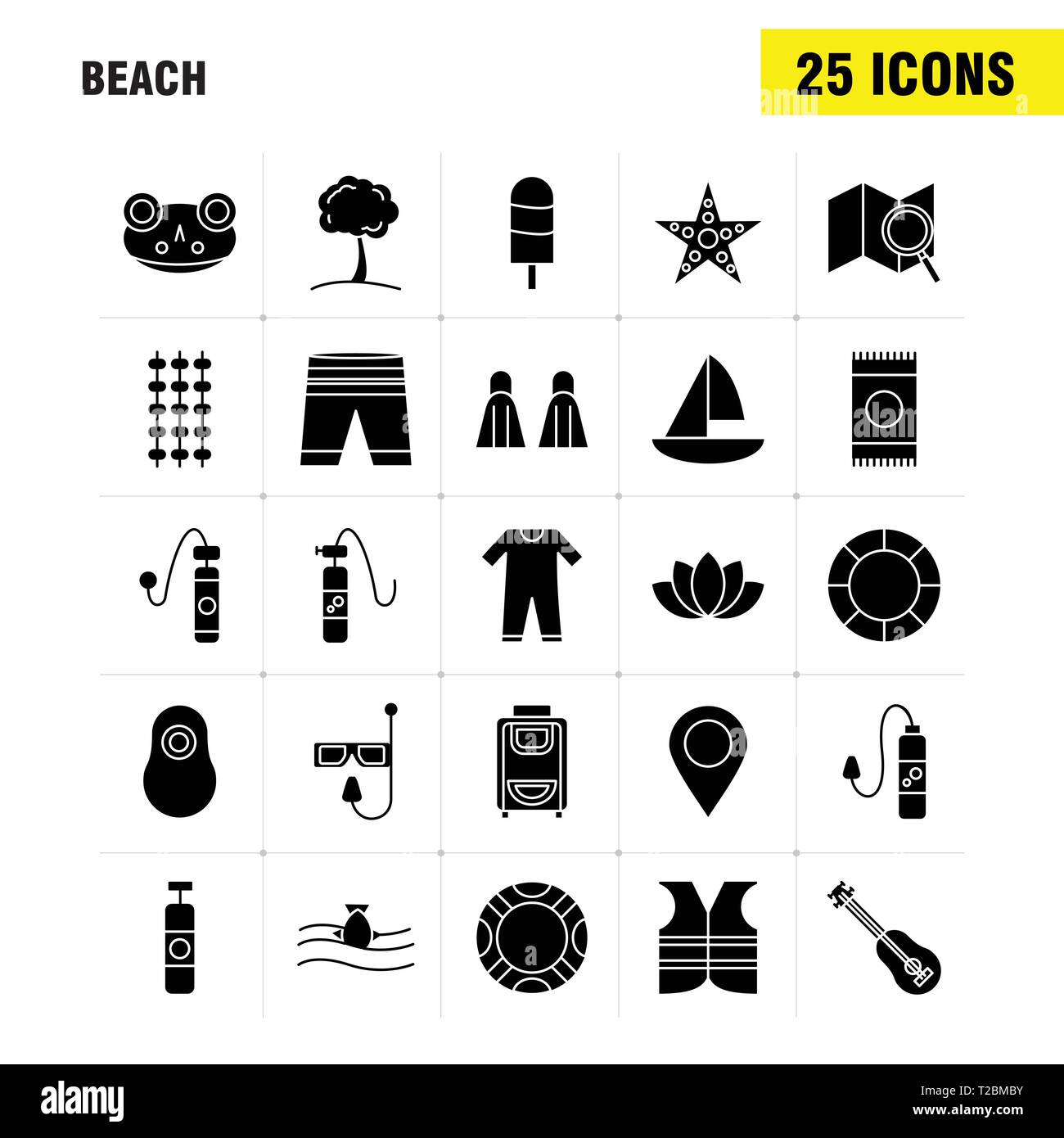 Icône glyphe solide plage pour le Web, Print et Mobile UX/UI Kit. Tels ...