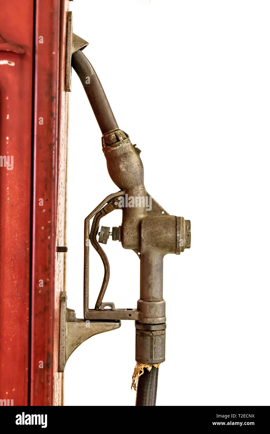 La pompe à essence analogique rétro avec buse. Une pompe à huile gaz ...