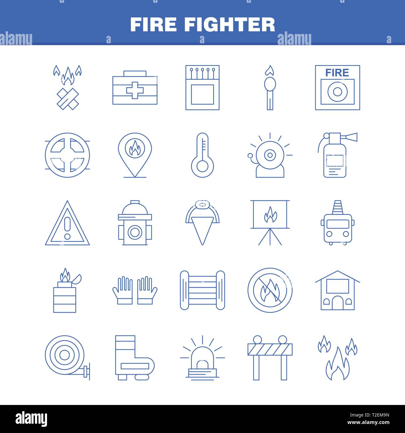 L'icône de la ligne des pompiers pour le Web, Print et Mobile UX/UI Kit ...