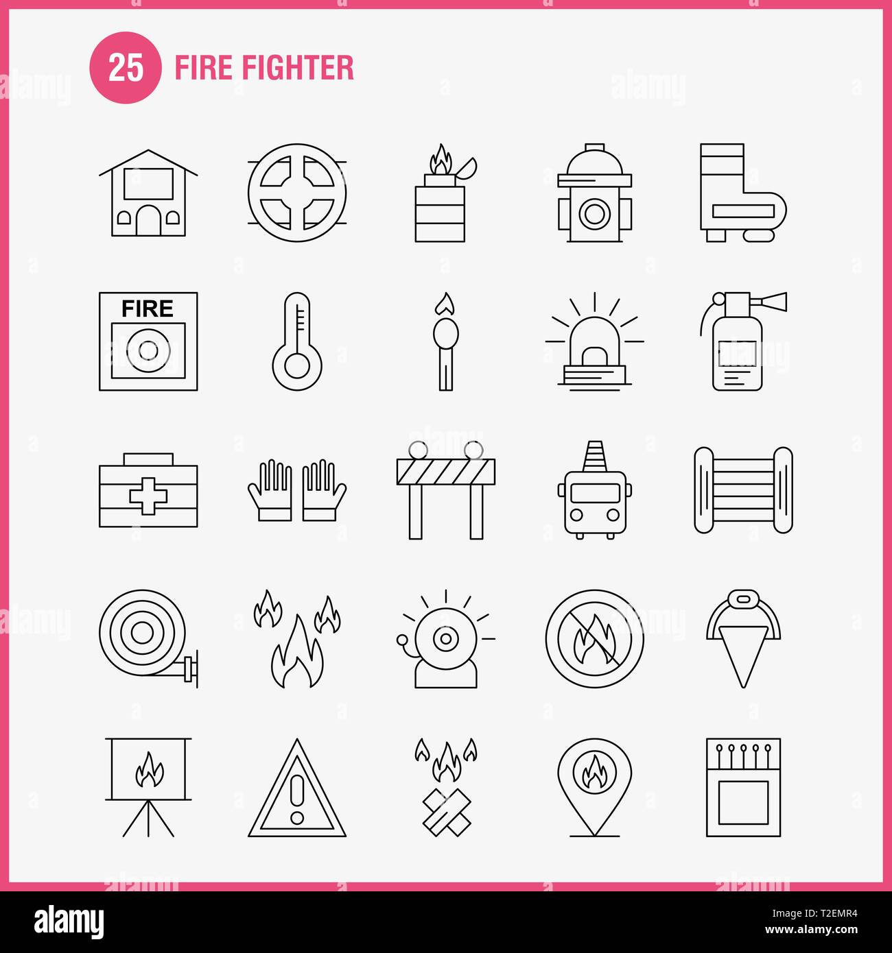 L'icône de la ligne des pompiers pour le Web, Print et Mobile UX/UI Kit ...