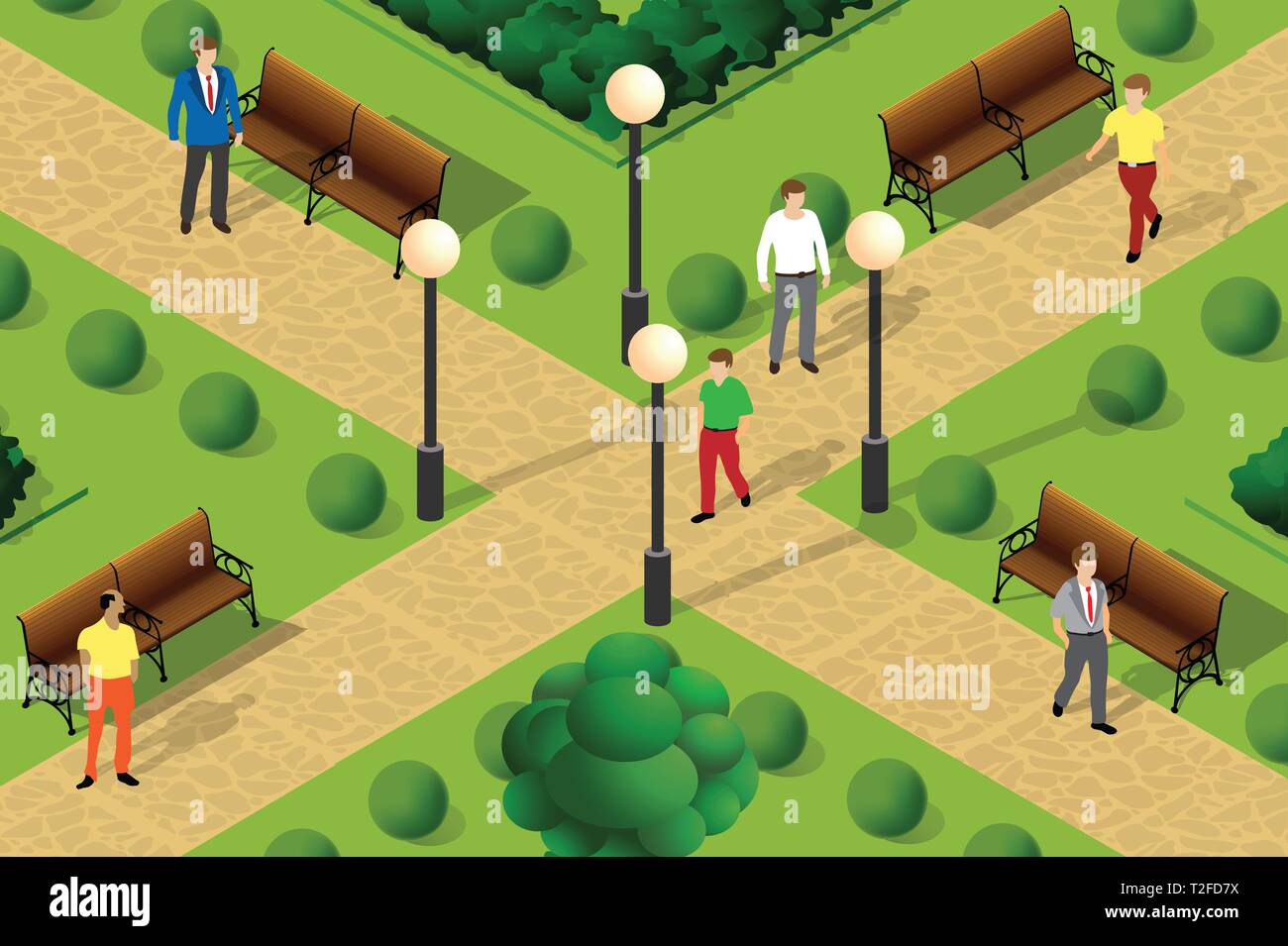 Parc urbain avec des arbres Banque d'images vectorielles - Alamy