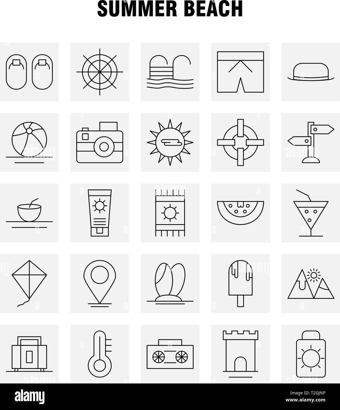 L'icône de la ligne de plage en été pour le Web, Print et Mobile UX/UI ...