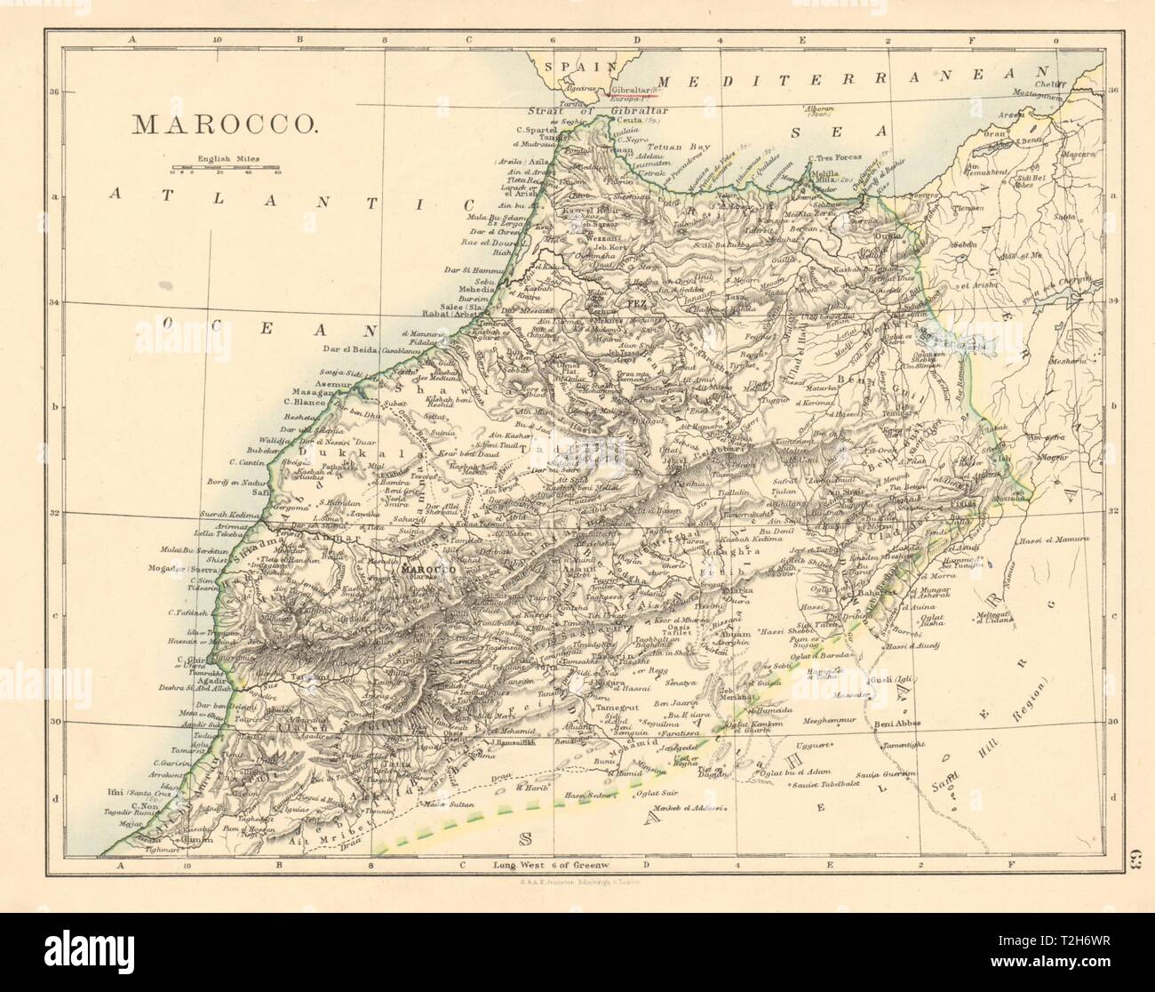 Carte antique du maroc fleuves Banque de photographies et d’images à ...