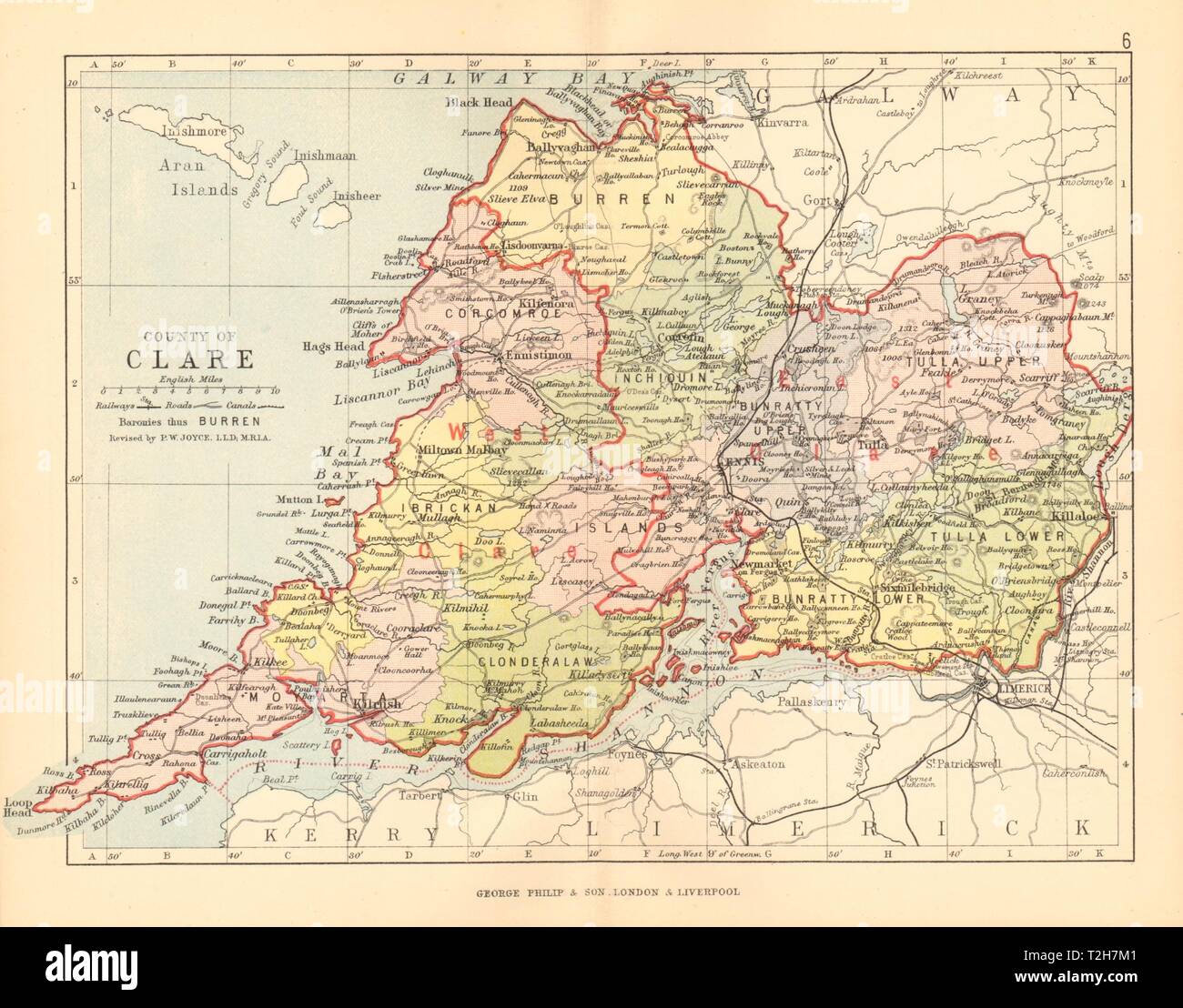 County Clare Antique County Map Photos & County Clare Antique County ...