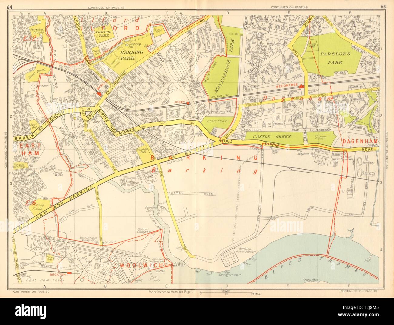 BARKING AND DAGENHAM Becontree Upney Ilford. GEOGRAPHERS' A-Z map old ...