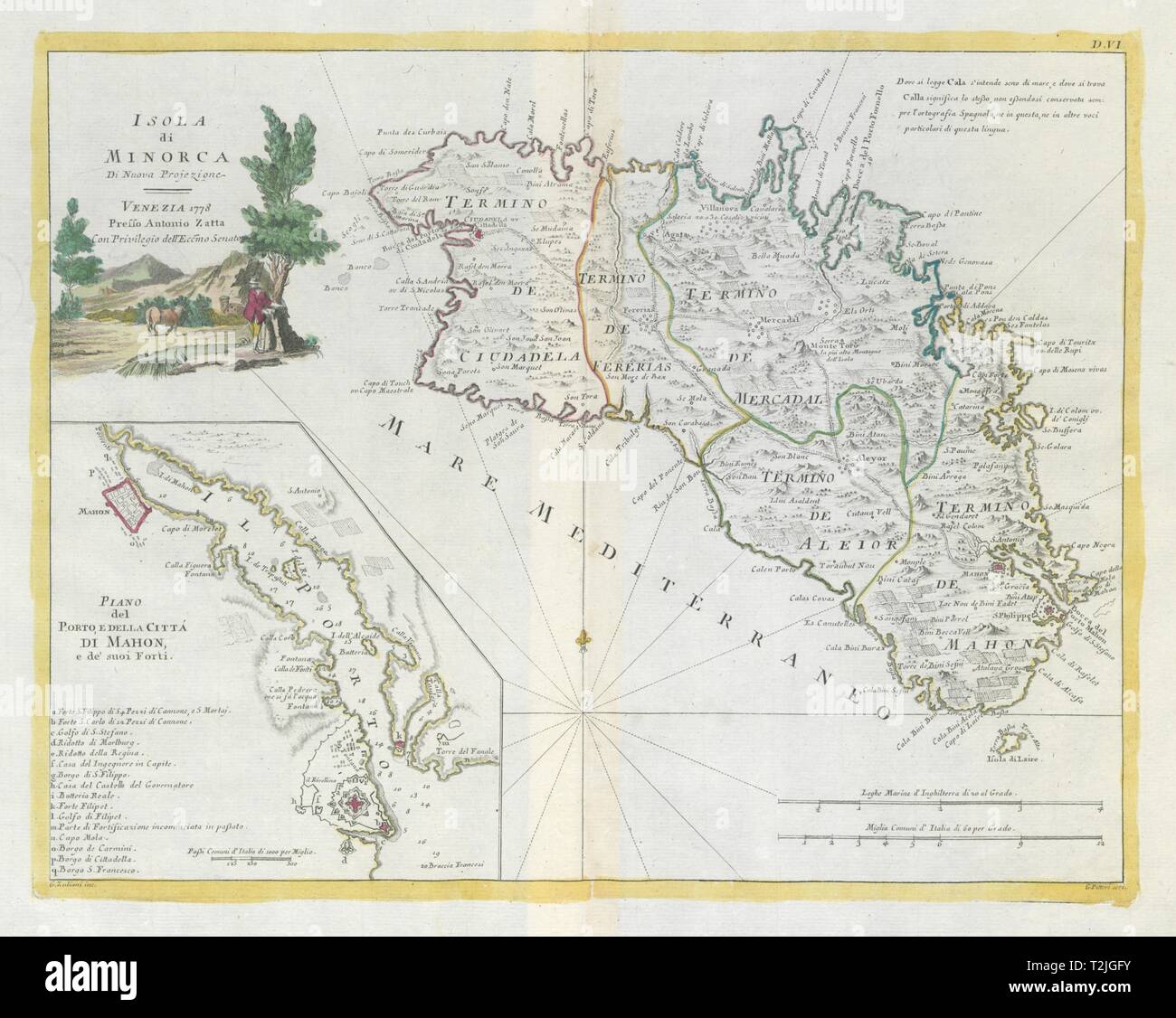 'Île de Minorque'. Minorque. En médaillon : plan de Mahon. ZATTA 1779 ...
