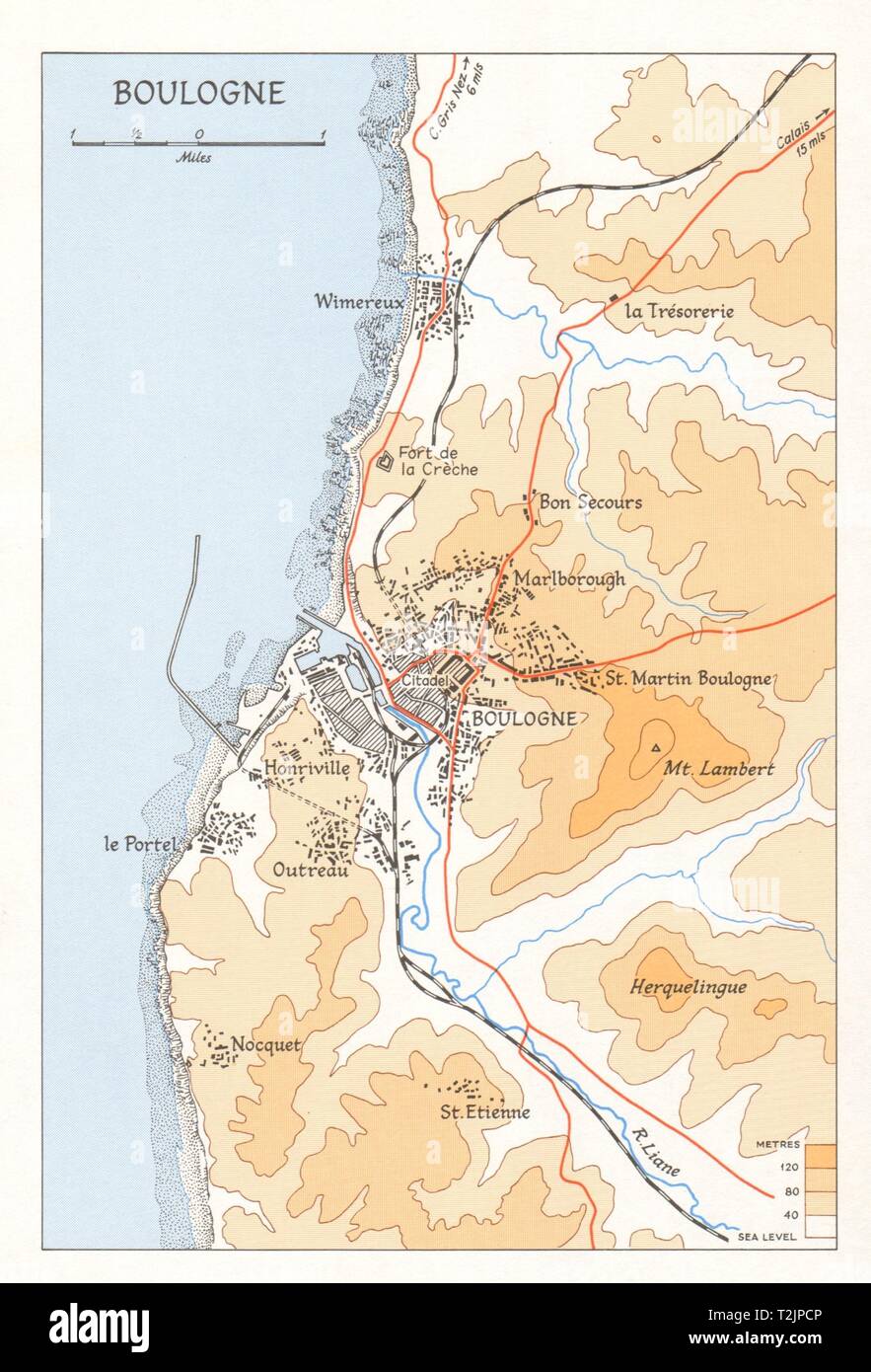 Plan de la ville ville de Boulogne en 1944. Pas-de-Calais. Seconde ...