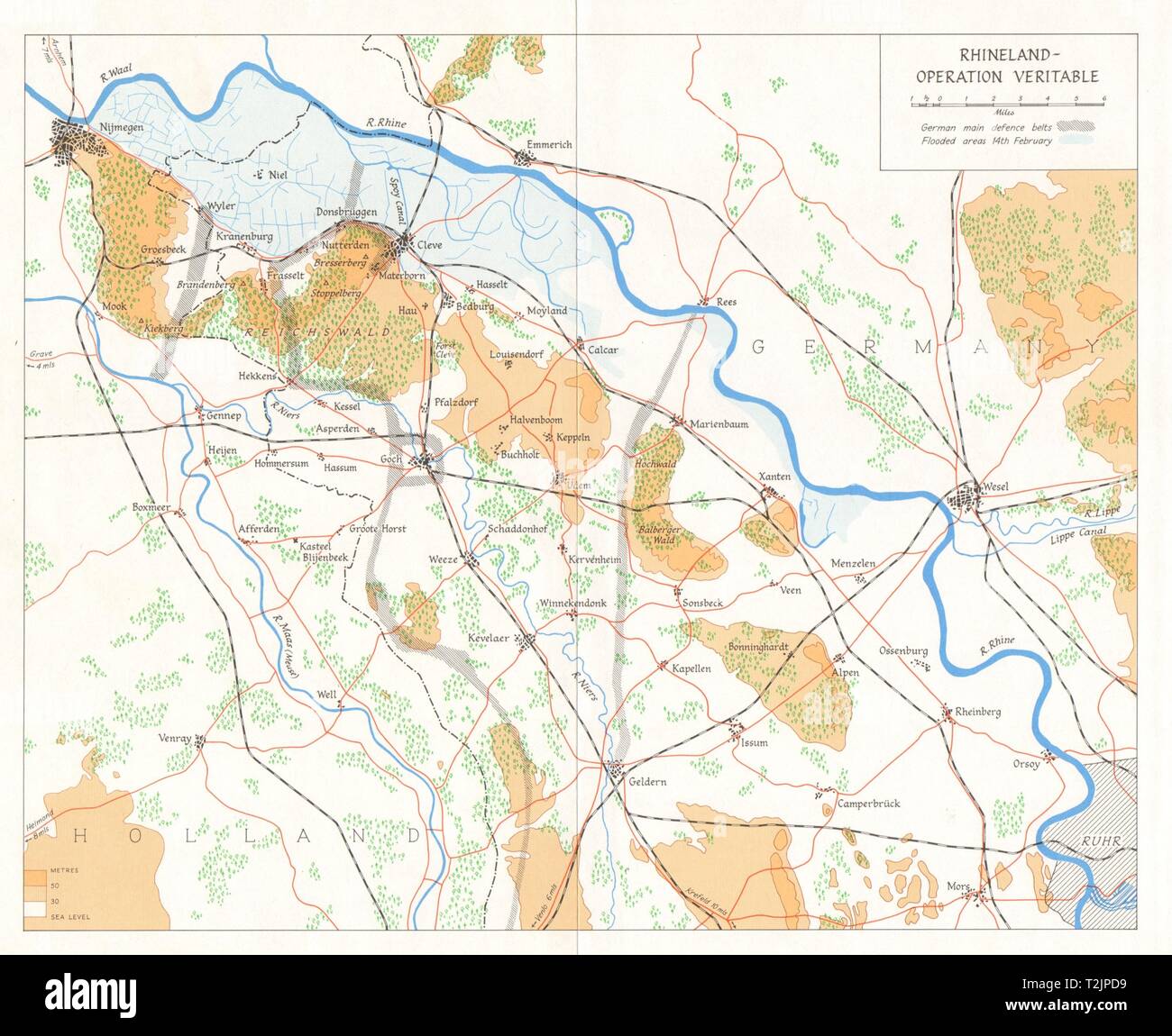 Rhénanie. Véritable opération 1945 Bataille de Reichswald Kleve ...