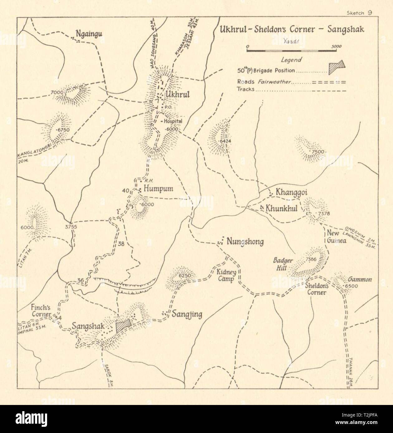 Bataille de Sangshak 1944. WW2. Ukhrul Sheldon's Corner. Manipur, Inde ...