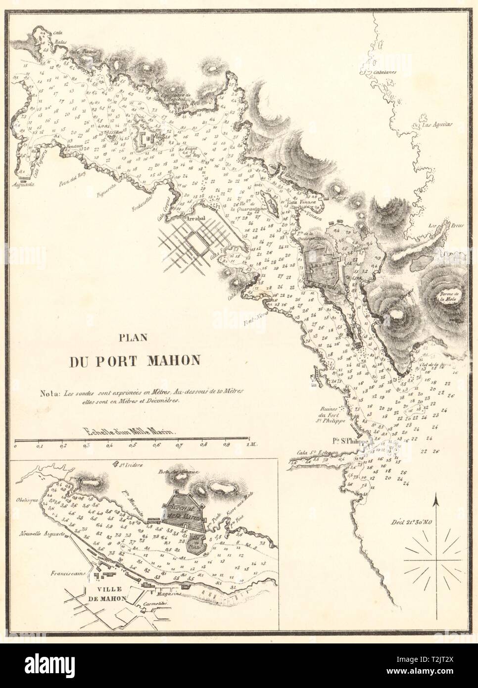 Plan de Port Mahon. 'Plan du Port Mahon'. L'Espagne. Minorque. Carte ...