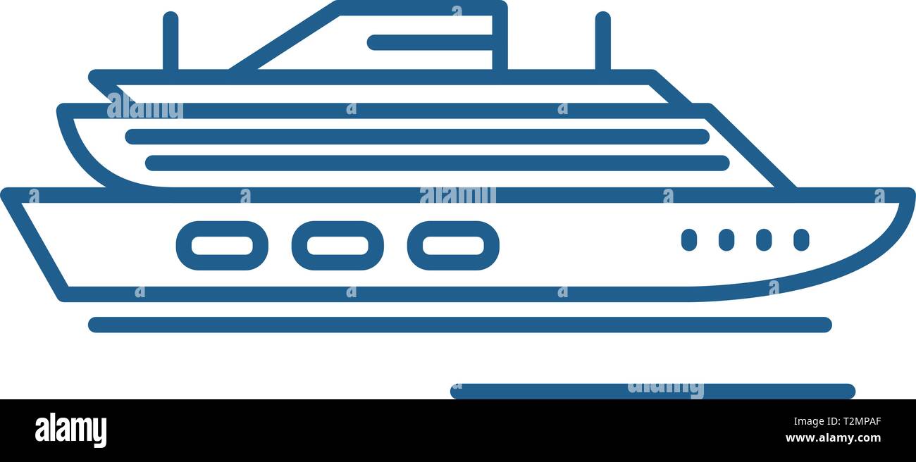 Bateau de croisière Voyage concept ligne icône. Bateau de croisière ...