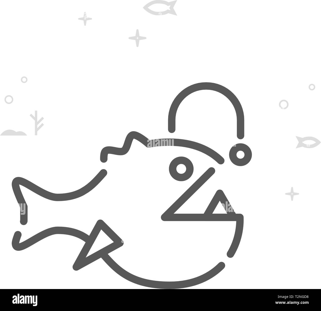 La lotte de mer, l'icône de la ligne du vecteur. La vie marine, symbole ...