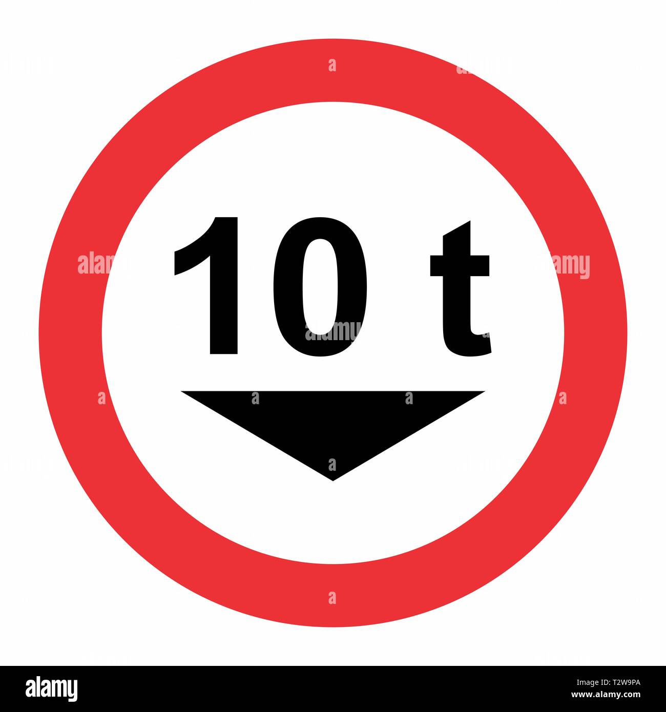 Illustration du panneau de circulation de poids maximum sur fond blanc ...