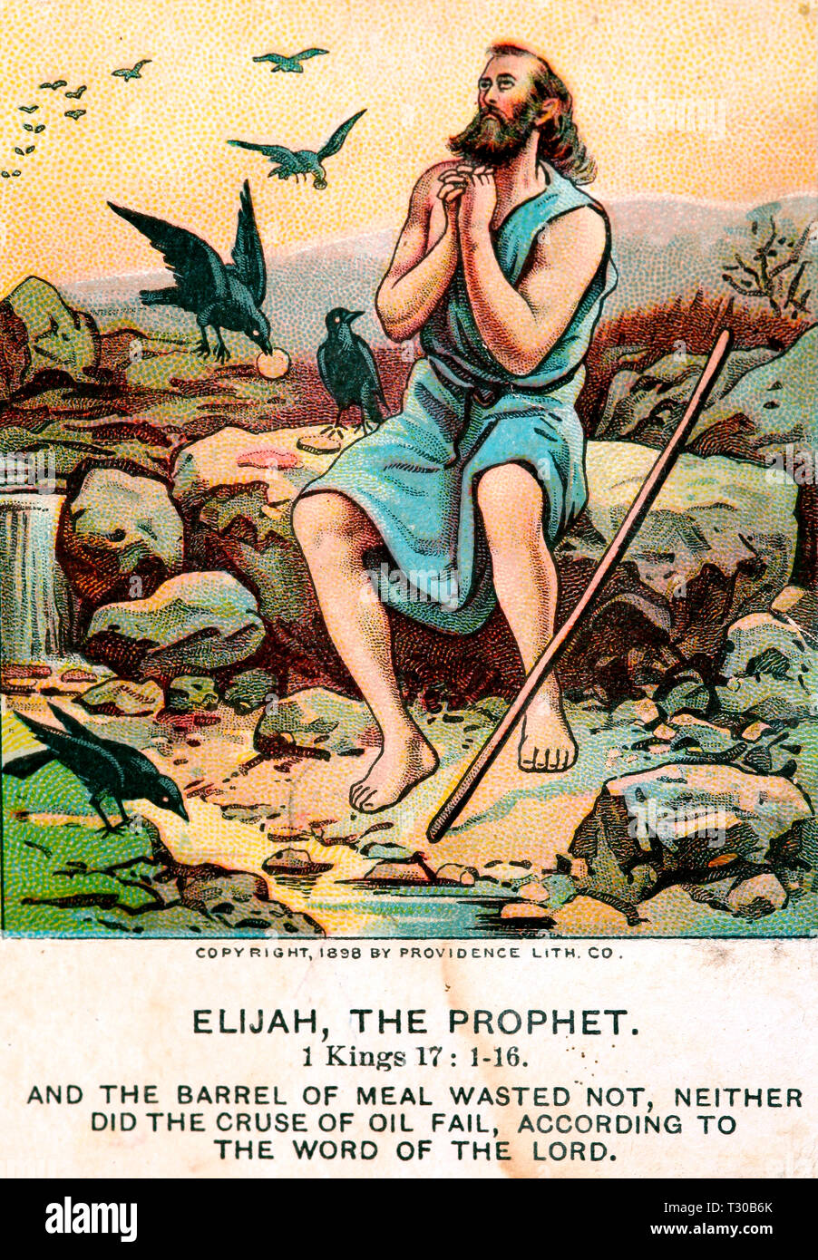 Carte de leçon de la bible antique du prophète hébreu Elijah de 1 Rois ...