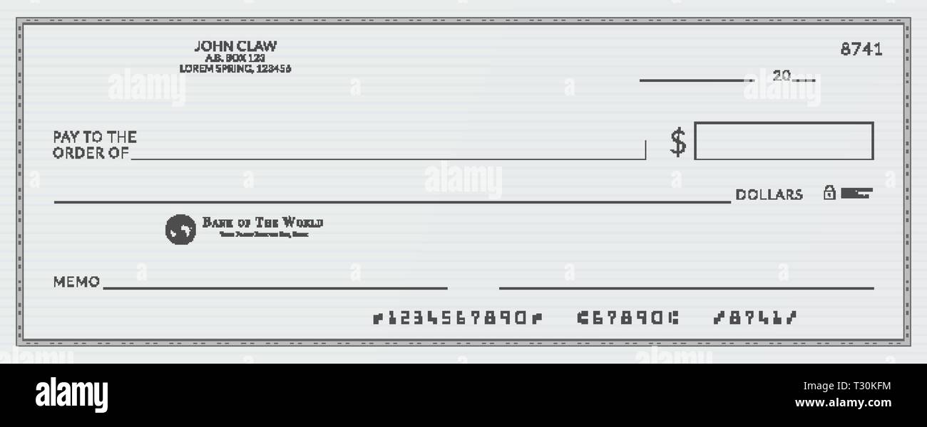 Chèque bancaire en blanc. 24 Modèle de chèque personnel avec champ vide ...