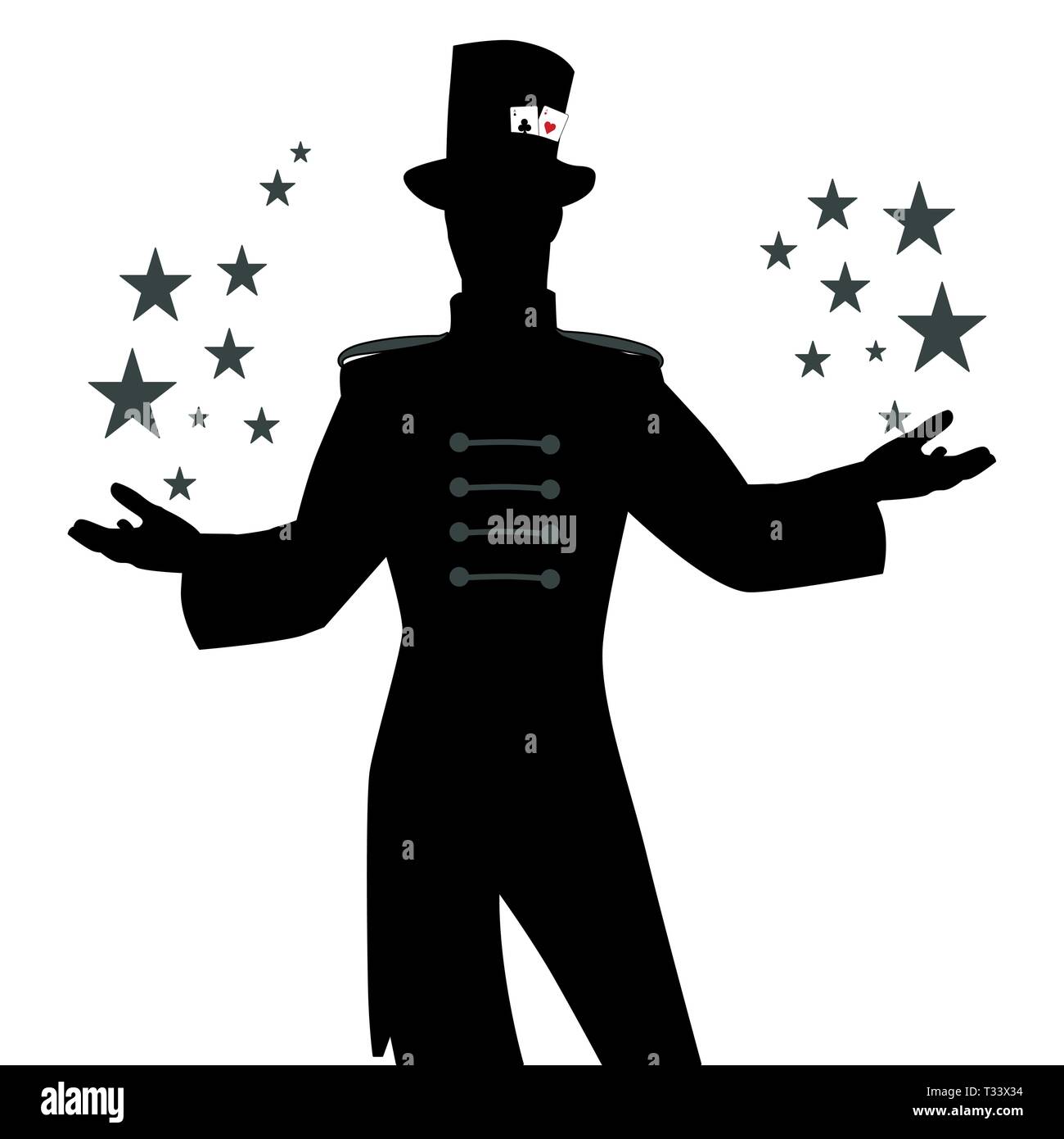 Magician in top hat showing Banque d'images vectorielles - Alamy