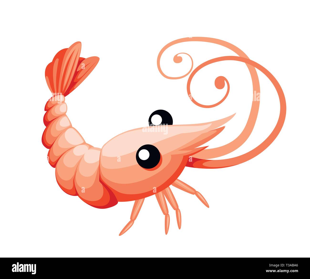 Cute la crevette. Cartoon animal character design. Piscine de crustacés ...