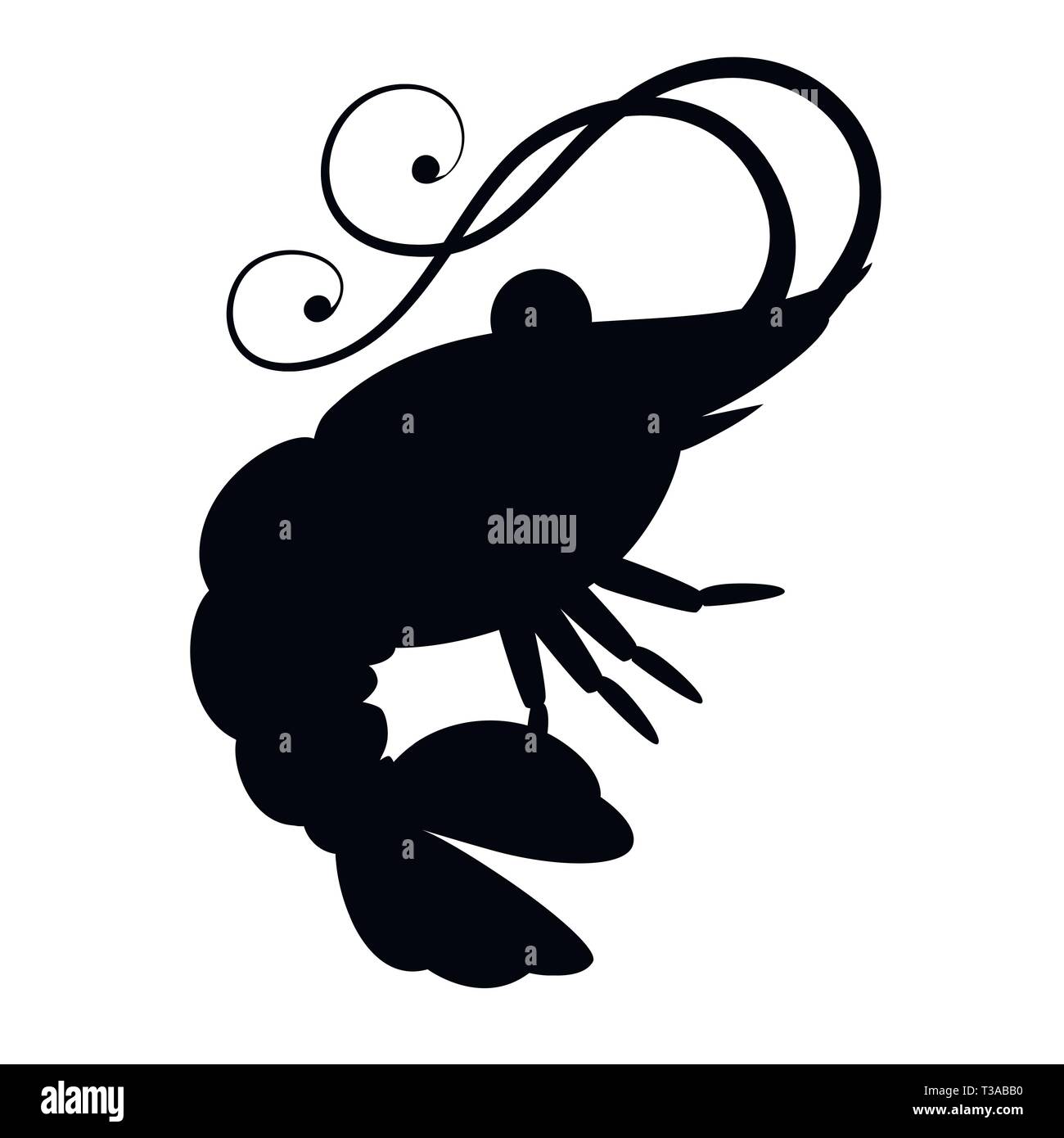 Silhouette noire. Cute la crevette. Cartoon animal character design ...