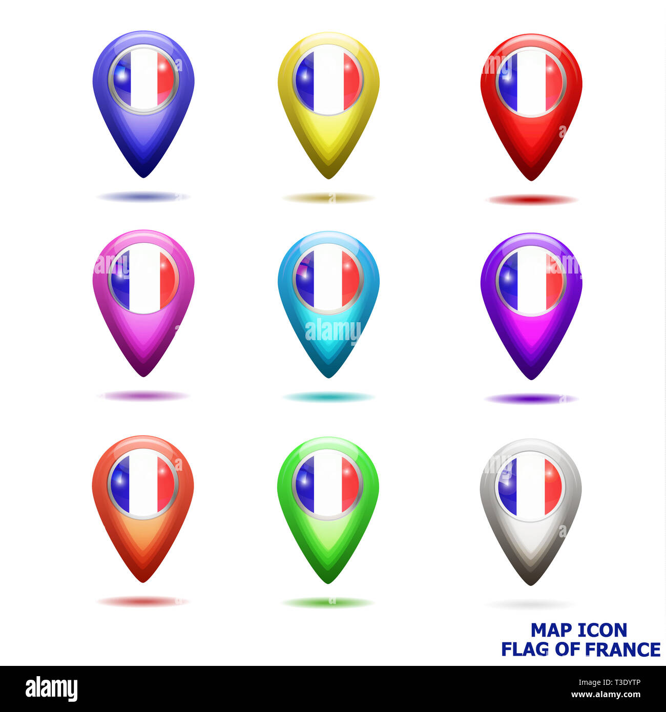 L'icône carte lumineuse avec carte de France. Icône de localisation de ...