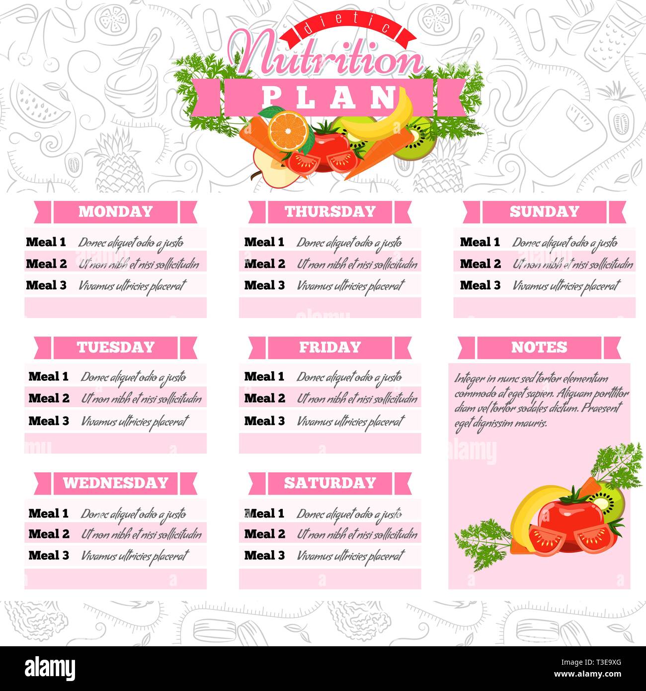 Alimentation saine planification. L'alimentation saine et de repas l ...