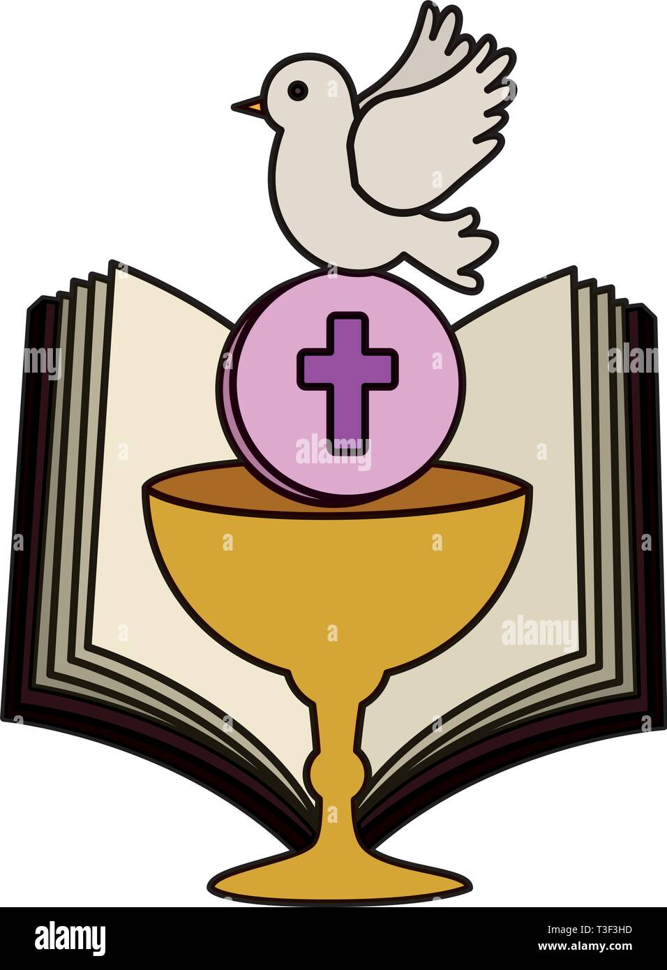 La sainte bible avec calice et colombe Image Vectorielle Stock - Alamy