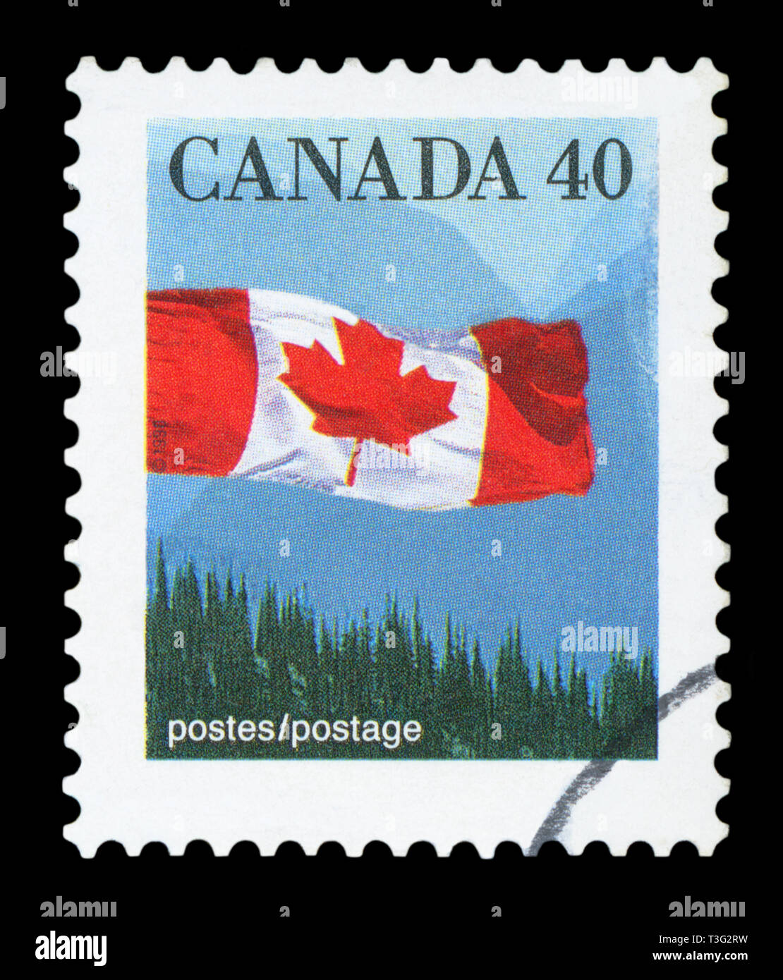 CANADA - circa 1990 : timbre imprimé au Canada montre drapeau canadien ...