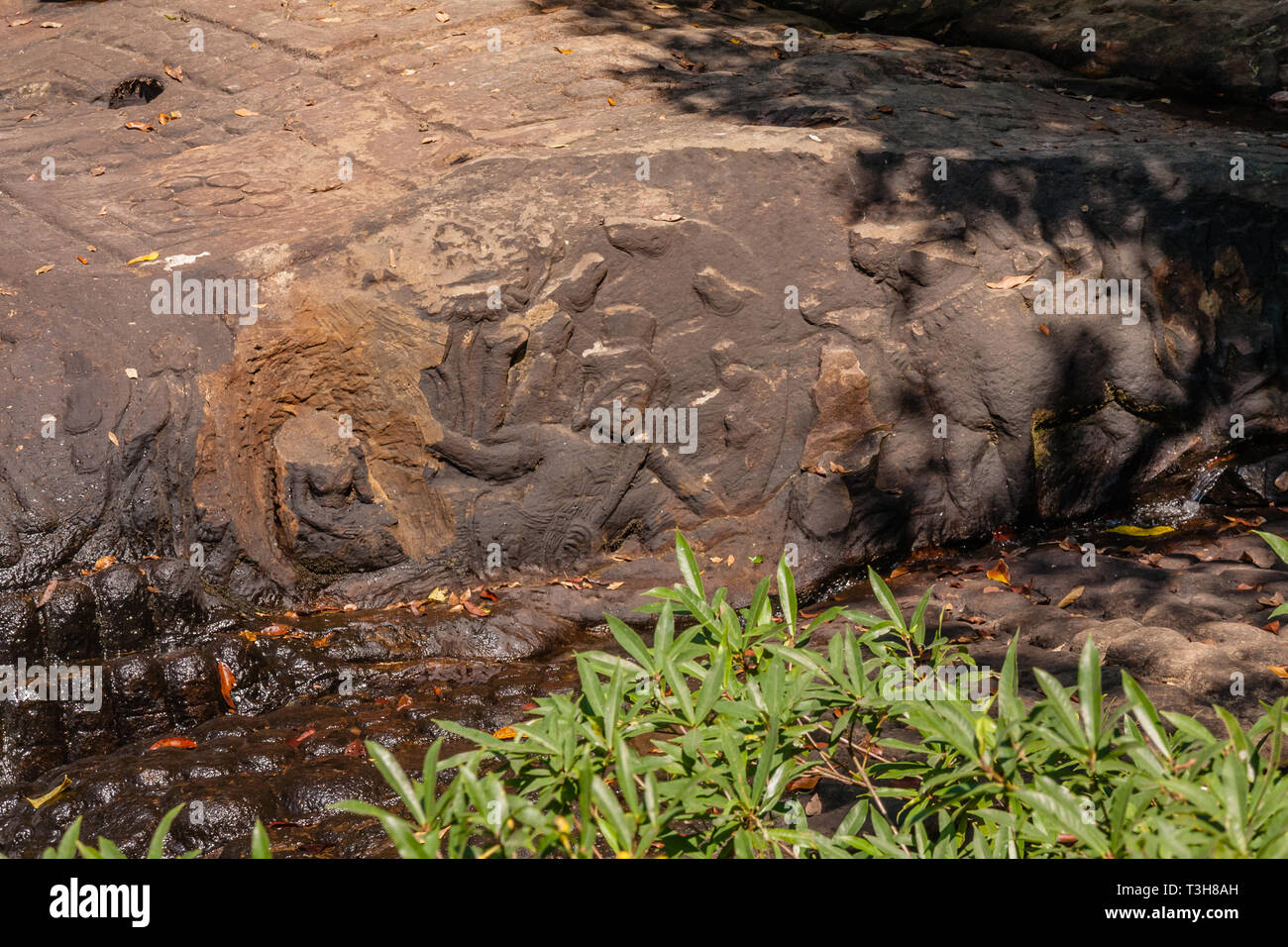Seigneur Vishnu couché sur le serpent Ananta, dieu avec déesse Lakshmi ...