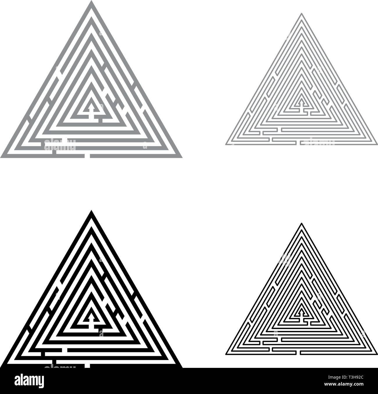 Labyrinthe Labyrinthe Labyrinthe triangulaire énigme énigme icon set ...