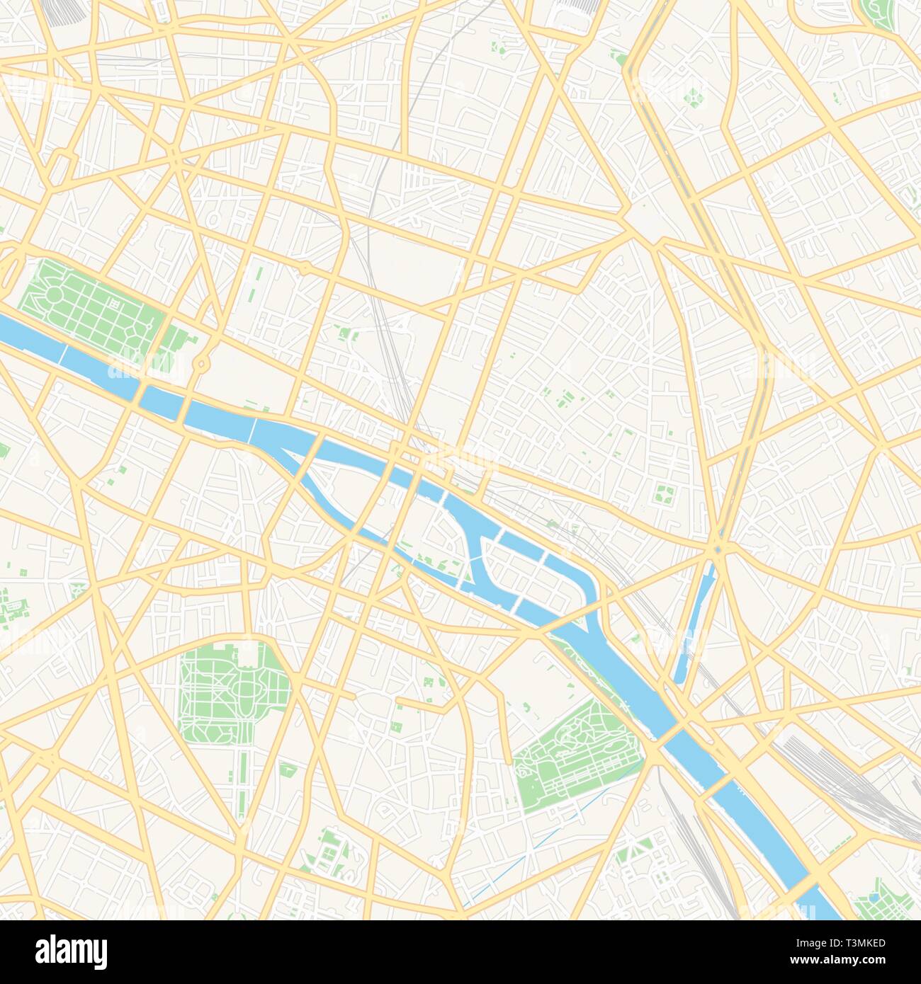 Carte imprimable de Paris, France avec les principales et les routes ...