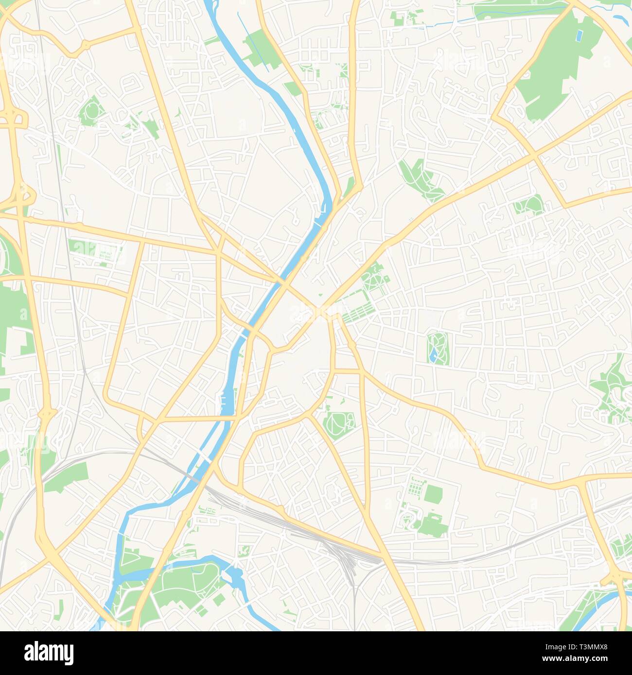 Carte imprimable du Mans, France avec les principales et les routes ...