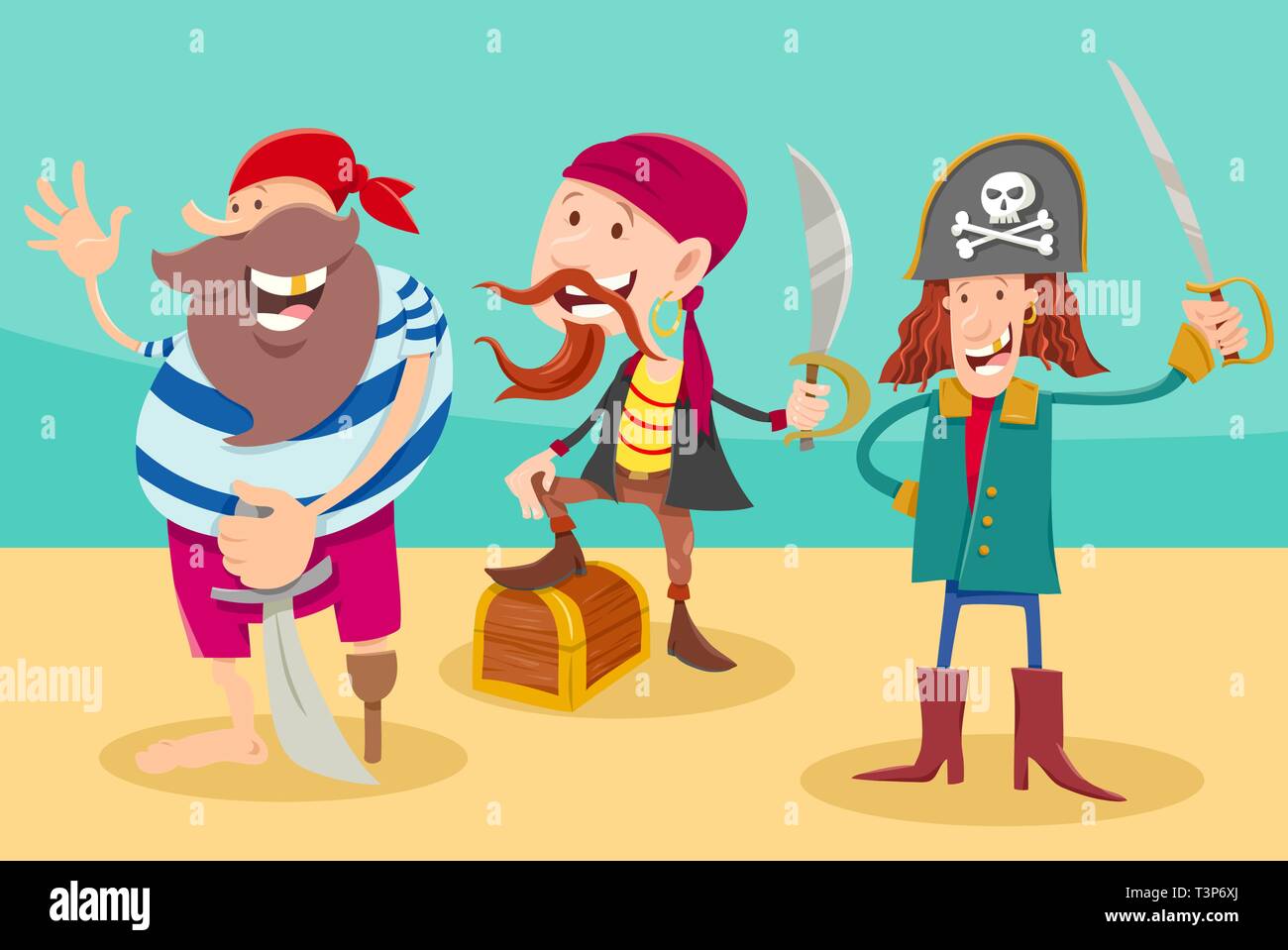 Caricature cartoon pirate illustration Banque d'images vectorielles - Alamy