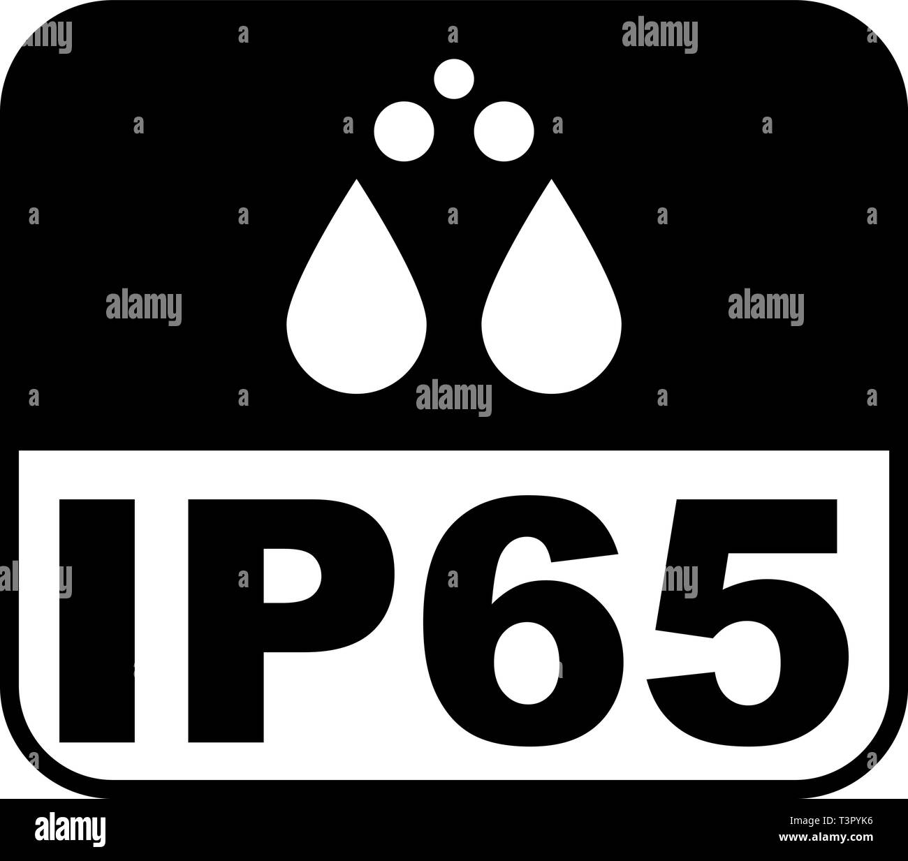 Certificat de protection IP65 icône standard. L'eau et à la poussière ...