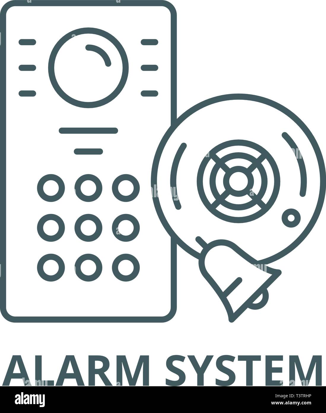 L'icône de la ligne du système d'alarme, vecteur. Exposé du système d ...