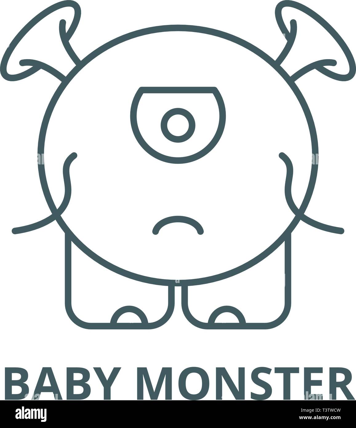 L'icône de la ligne monster bébé, vecteur. Baby monster contours signe ...