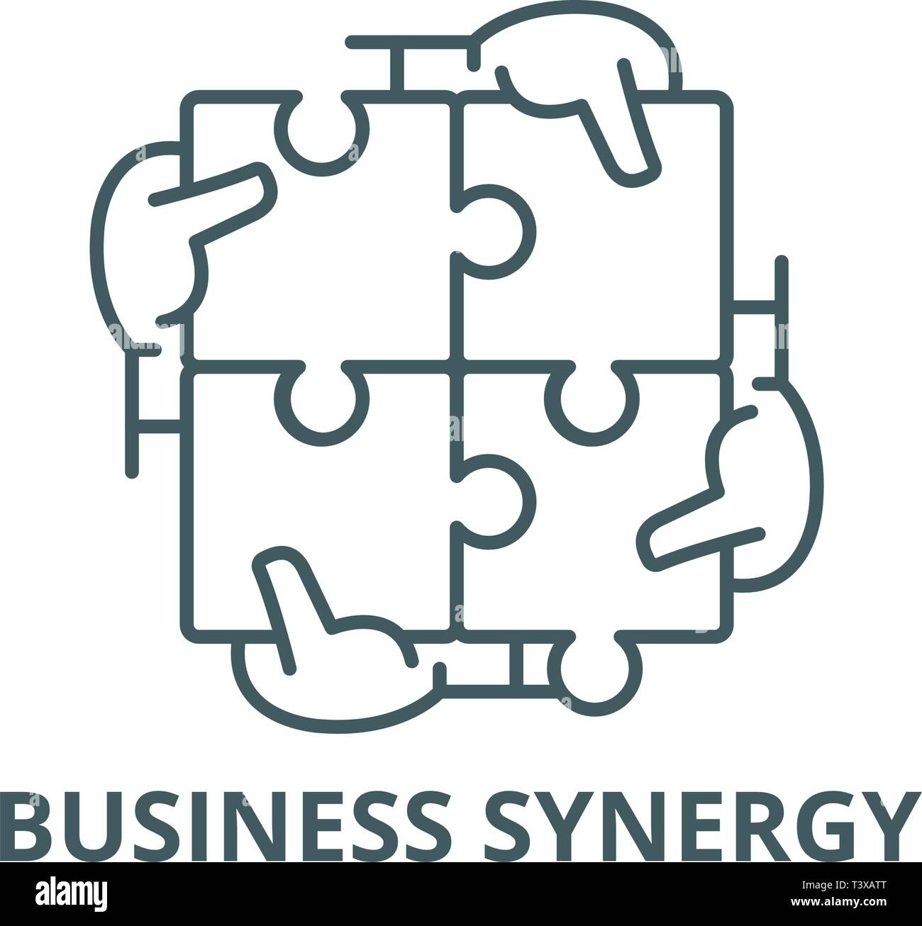 L'icône de la ligne de synergie d'entreprise, vecteur. Une synergie d ...