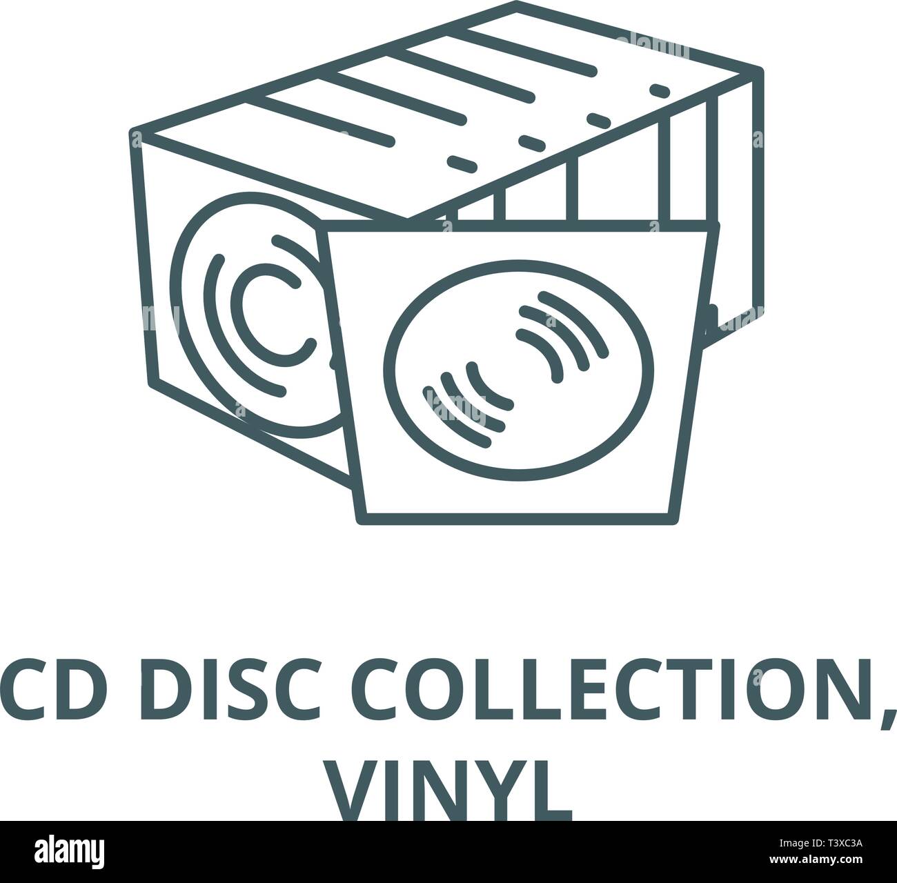 Collection de disques vinyle cd,l'icône de la ligne, vecteur ...