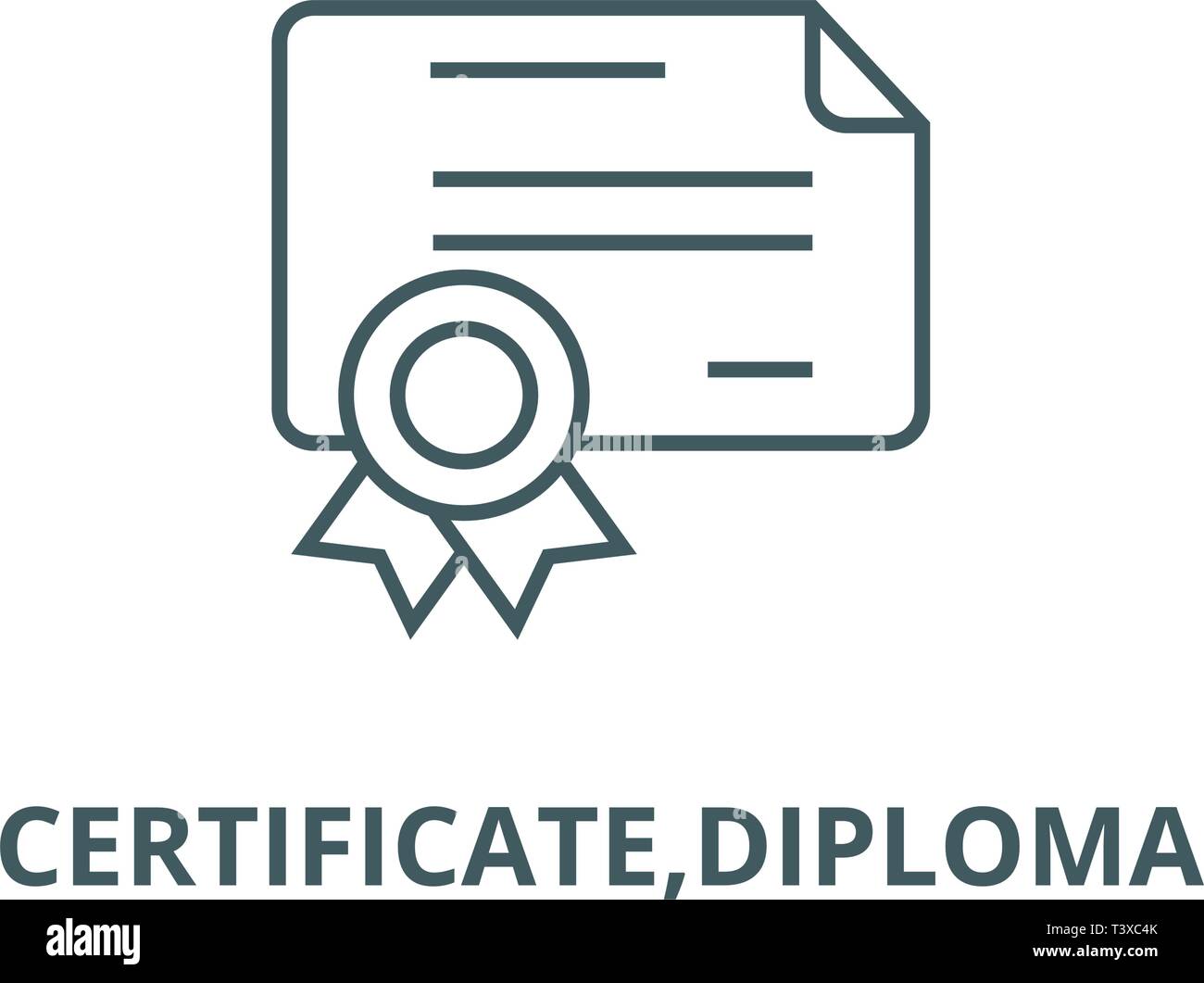 L'icône de la ligne du diplôme,certificat, vecteur. Diplôme certificat ...