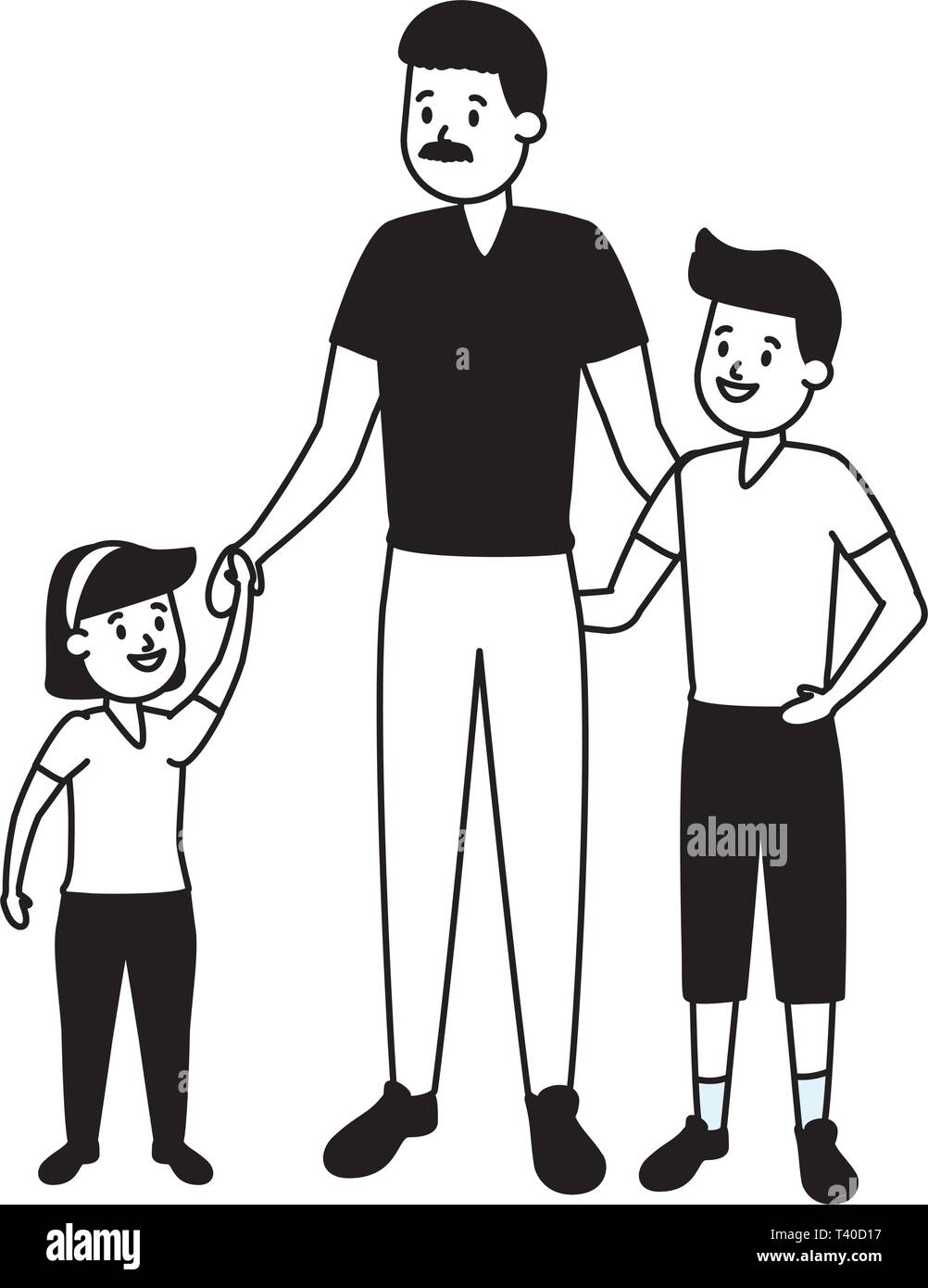 Le Père Avec Son Fils Et Sa Fille Image Vectorielle Stock Alamy