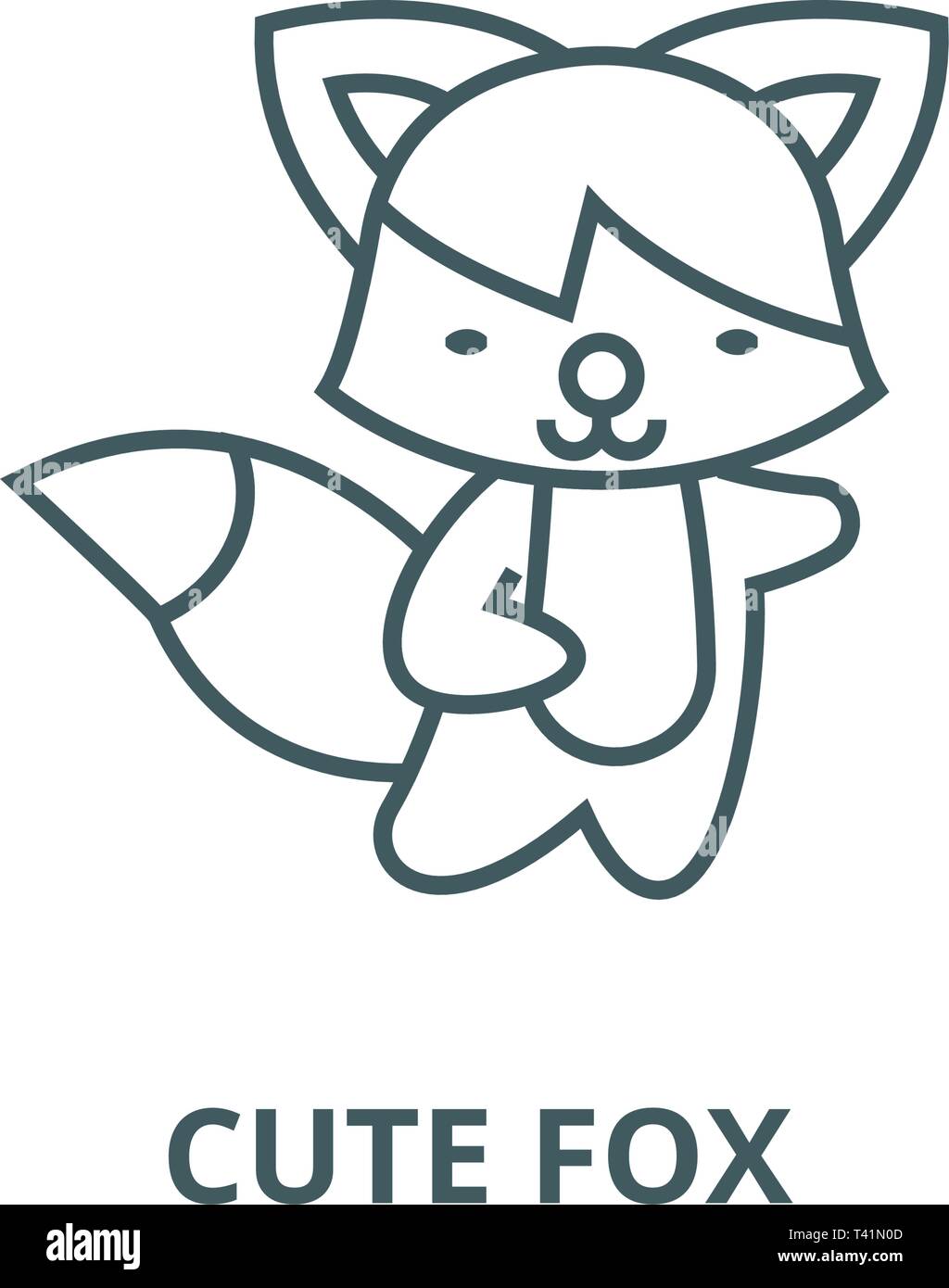 L'icône de la ligne fox mignon, vecteur. Cute fox contours signe ...