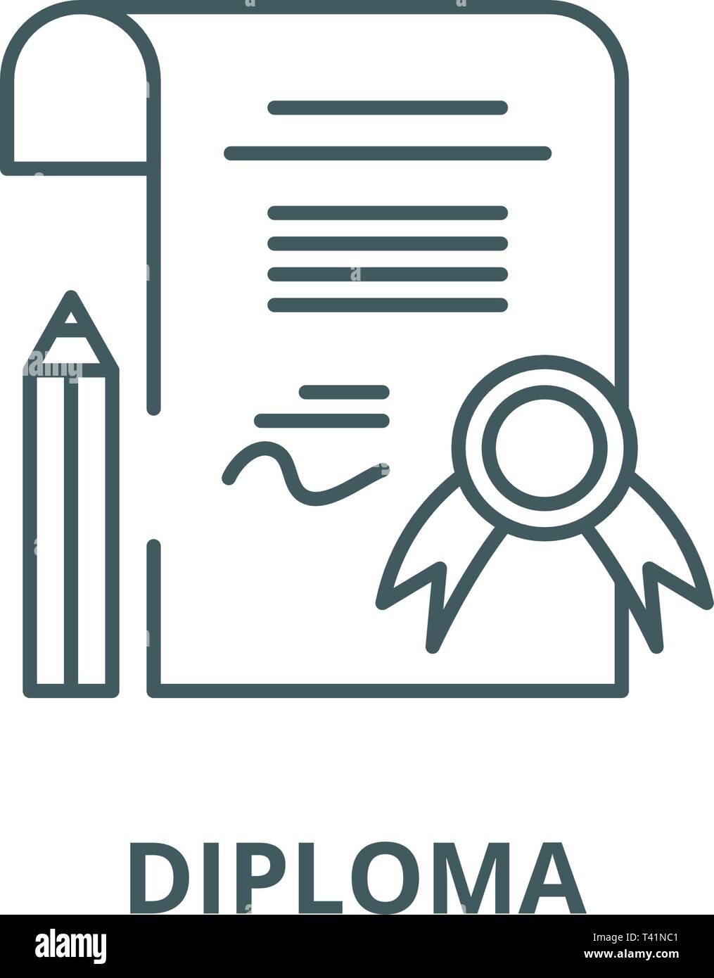 L'icône de la ligne du diplôme, vecteur. Contour diplôme signe, symbole ...